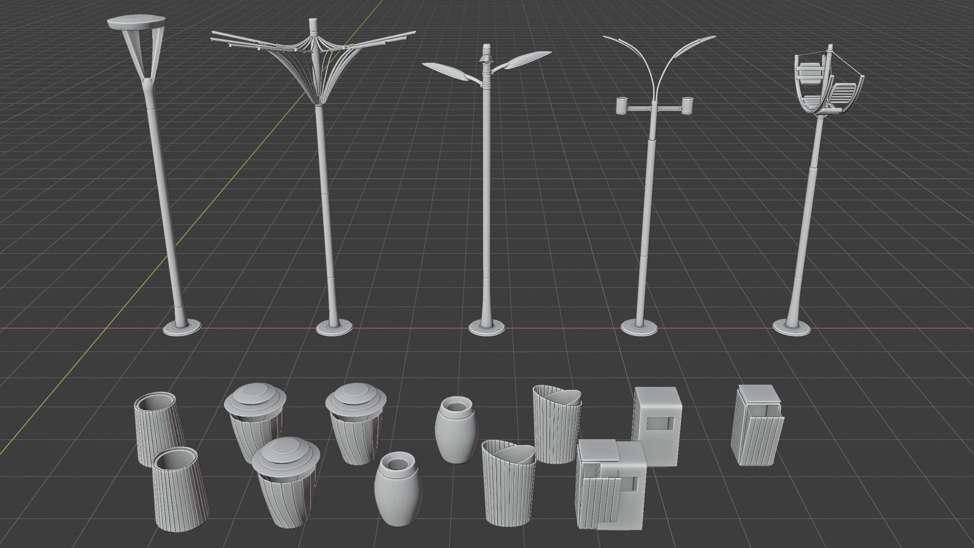 Modern Street Objects Asset Pack 3D model | CGTrader