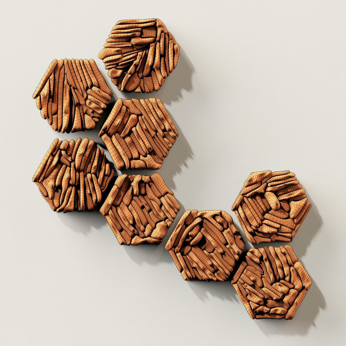 Hexagon panel branch splinter n5 3D model | CGTrader