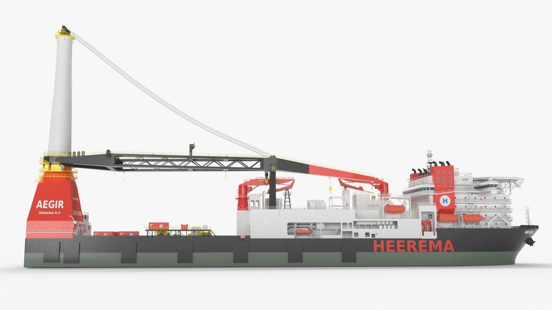 Heerema Aegir Ship Crane Vessel 3d Model 3D model | CGTrader