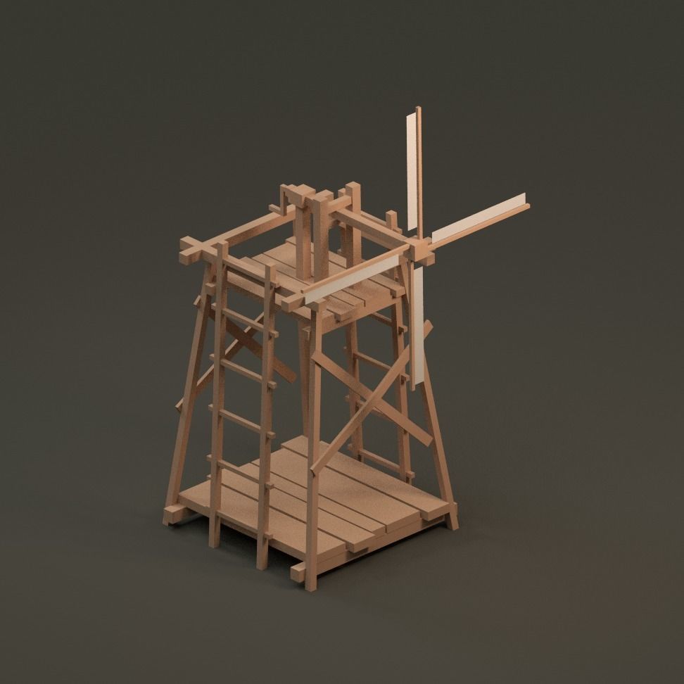Low Poly Tower wooden ladder free VR / AR / low-poly 3D model | CGTrader