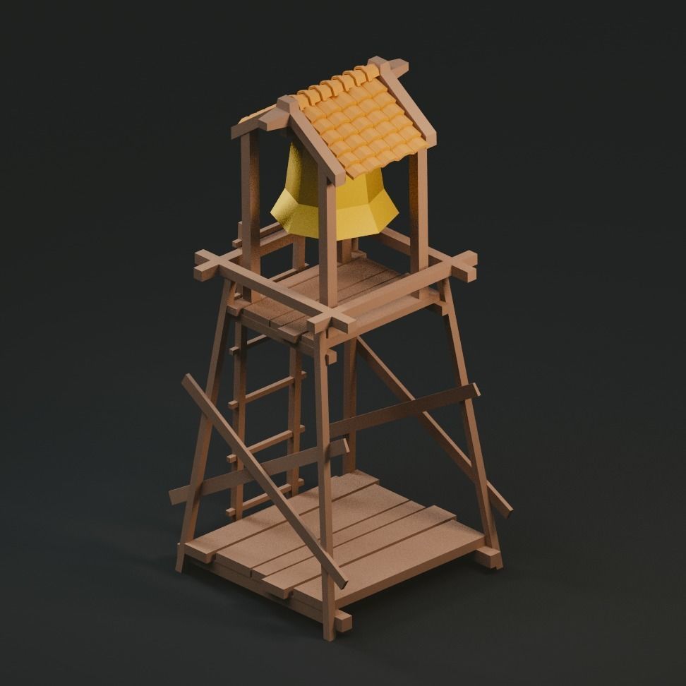 Low Poly Tower wooden ladder free VR / AR / low-poly 3D model | CGTrader