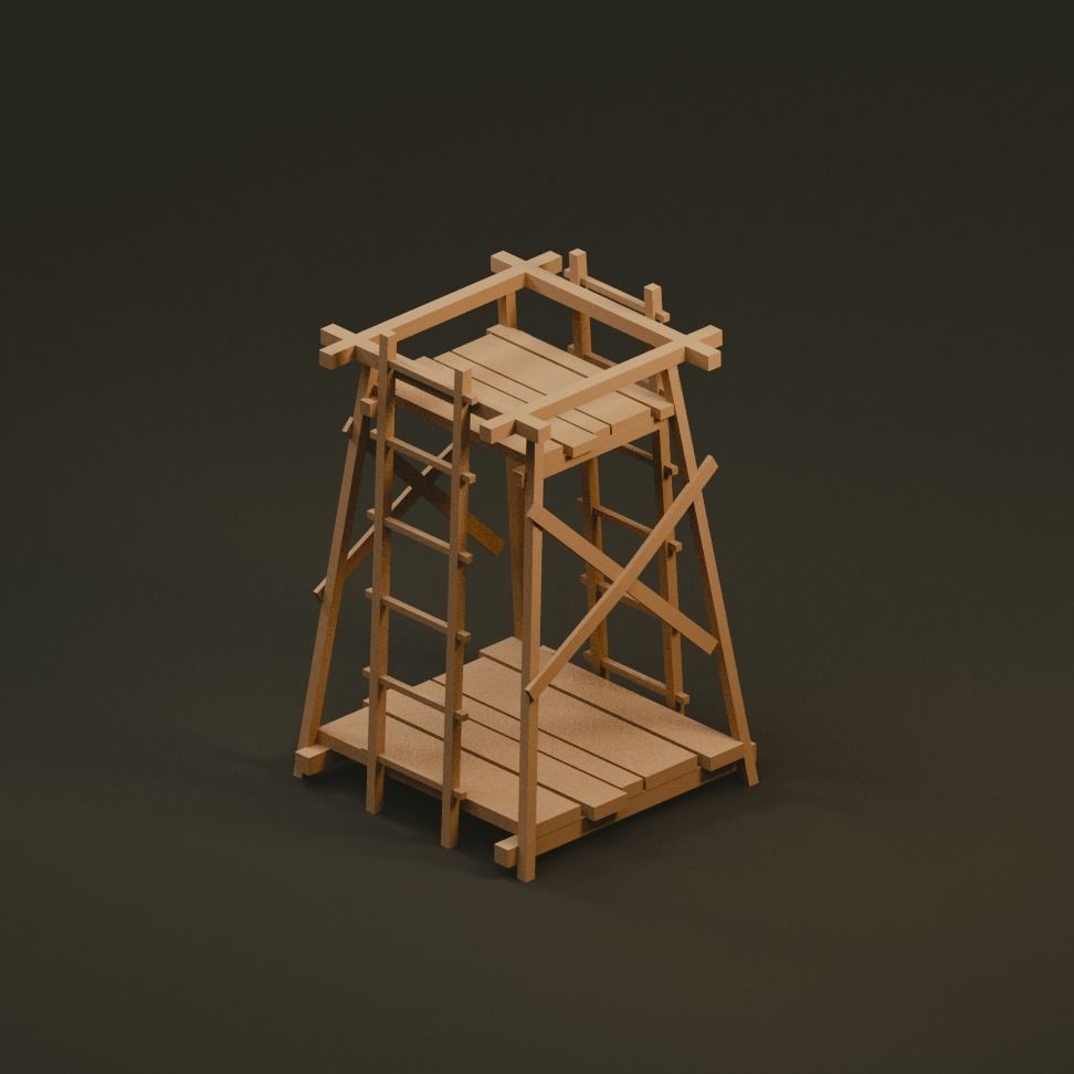 Low Poly Tower wooden ladder free VR / AR / low-poly 3D model | CGTrader