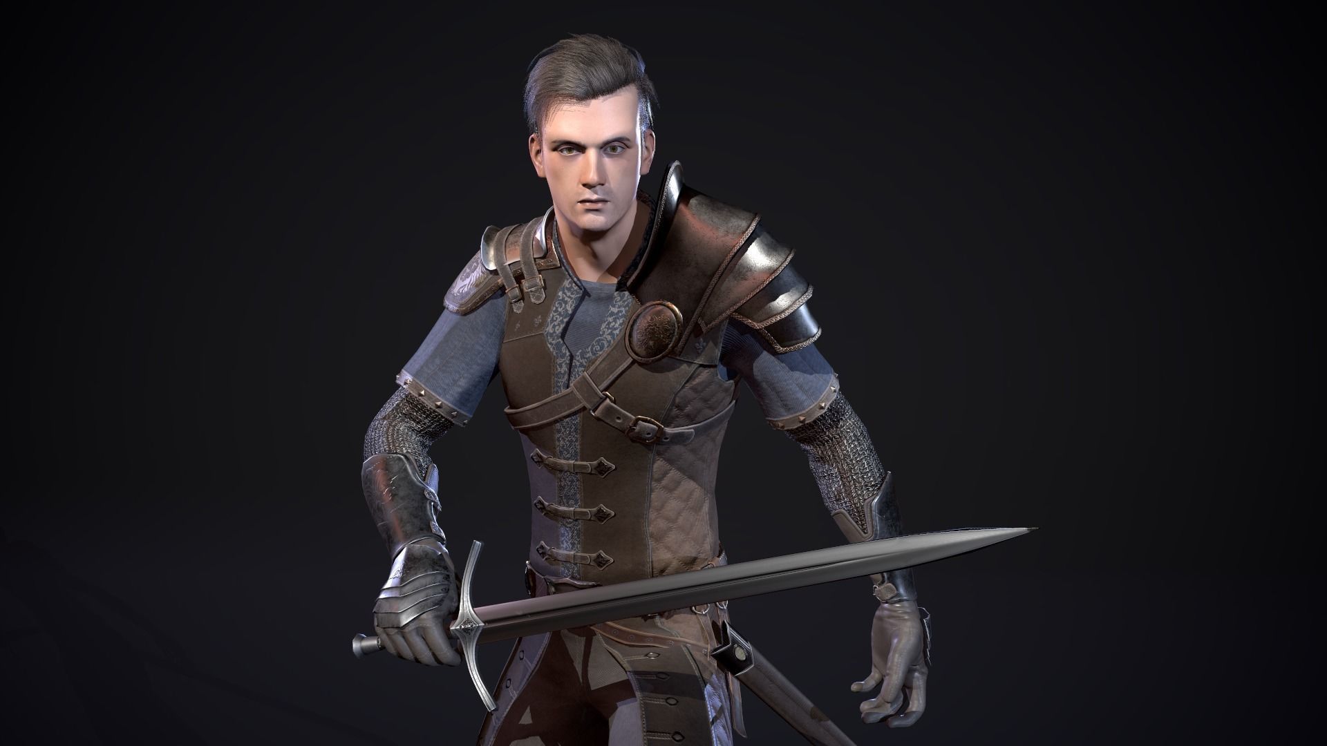 3D model Warrior Swordsman VR / AR / low-poly rigged animated | CGTrader