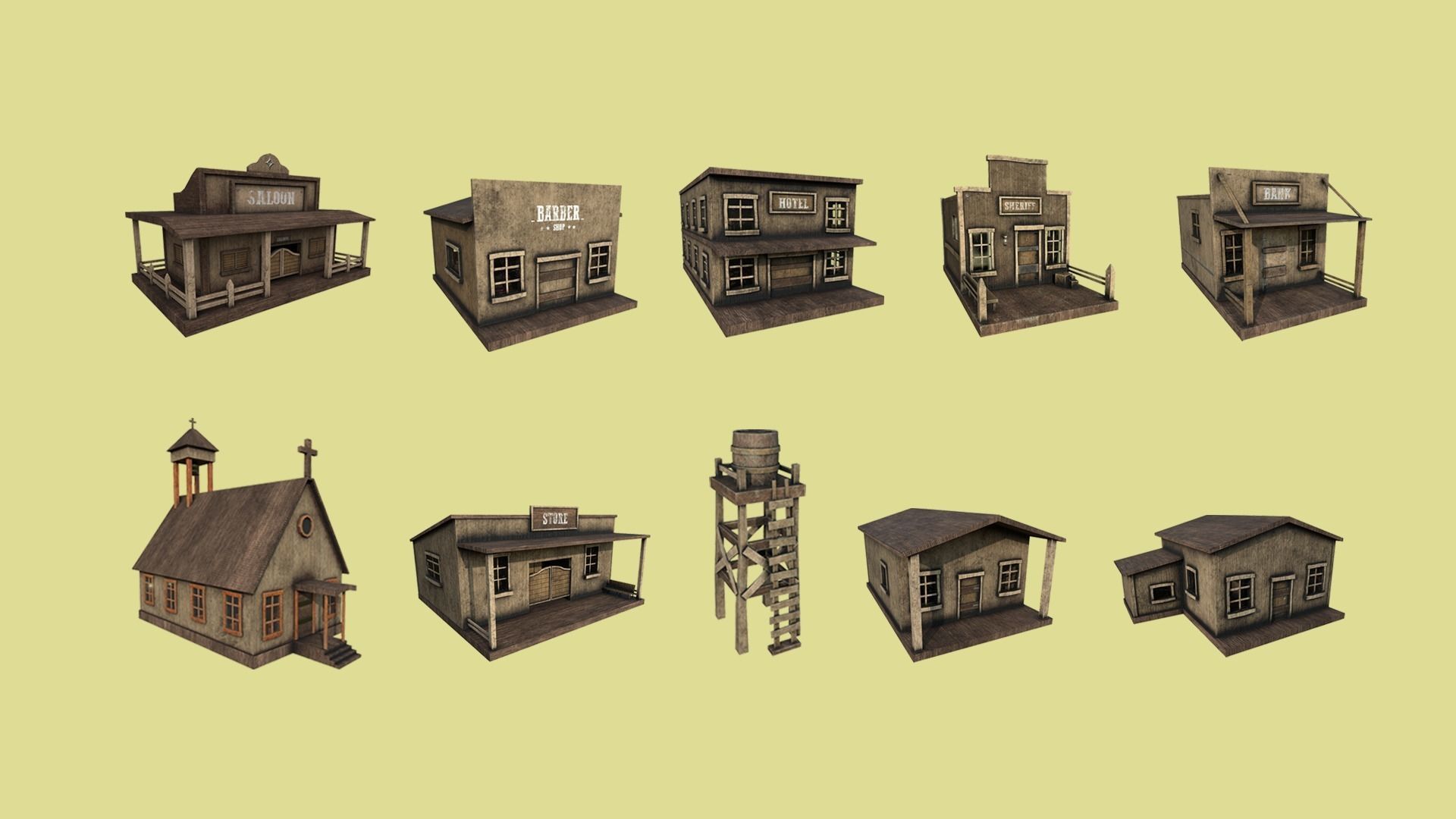 10 Wild West Building Collection - Western Backdrop Full Perm VR / AR ...