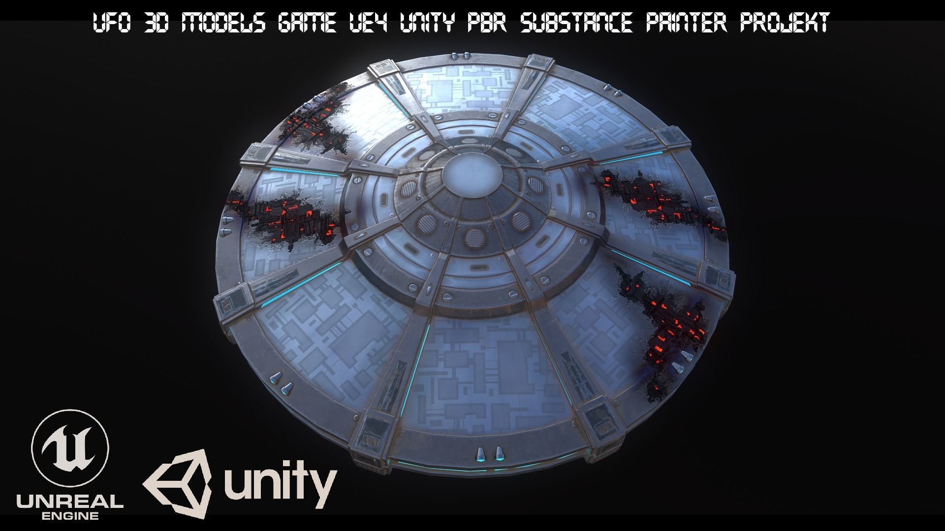 3D model UFO 3d models Game UE4 Unity PBR Substance Painter Projekt VR ...