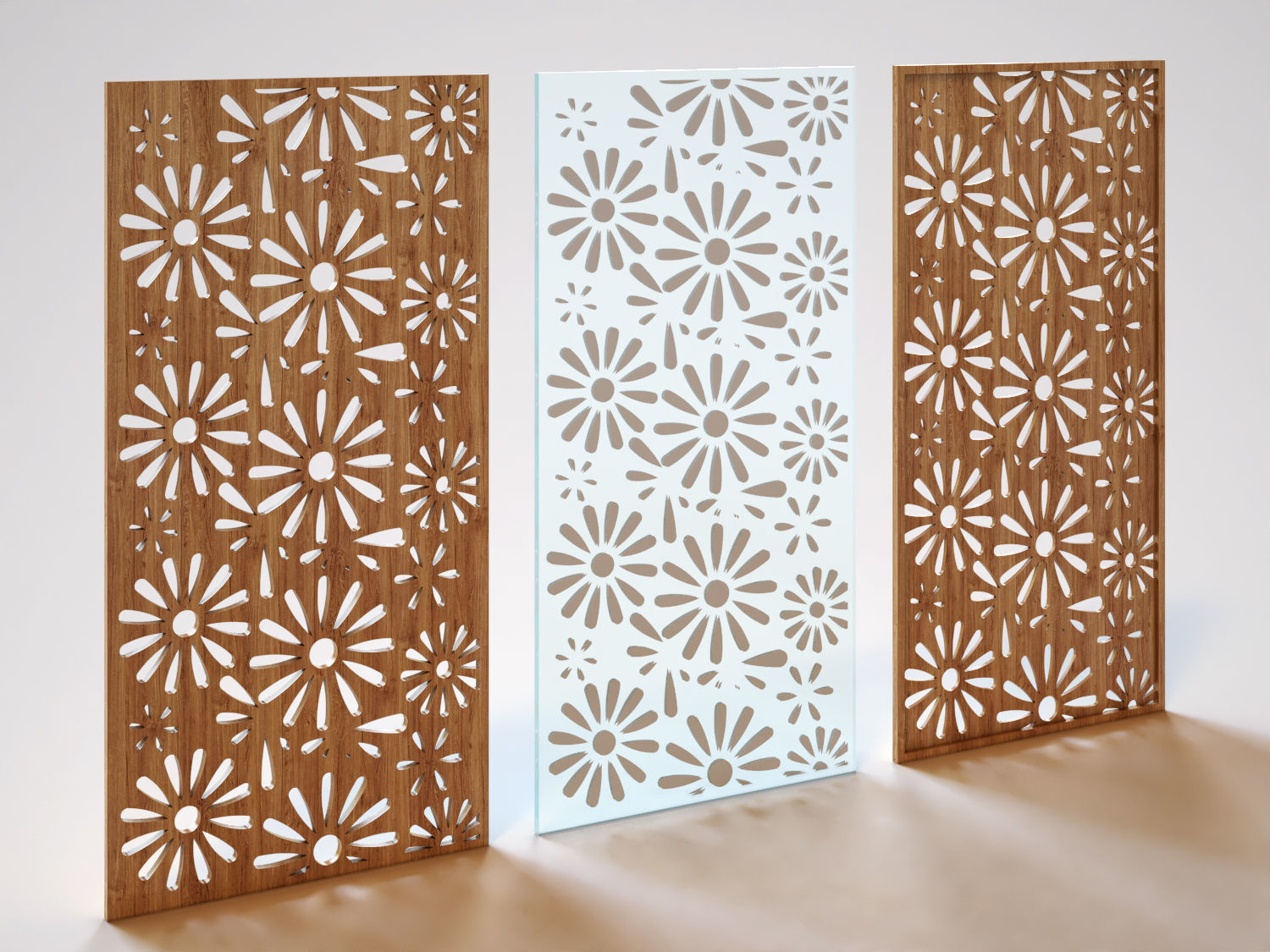 Partition wooden panel with laser cut pattern 3D model | CGTrader