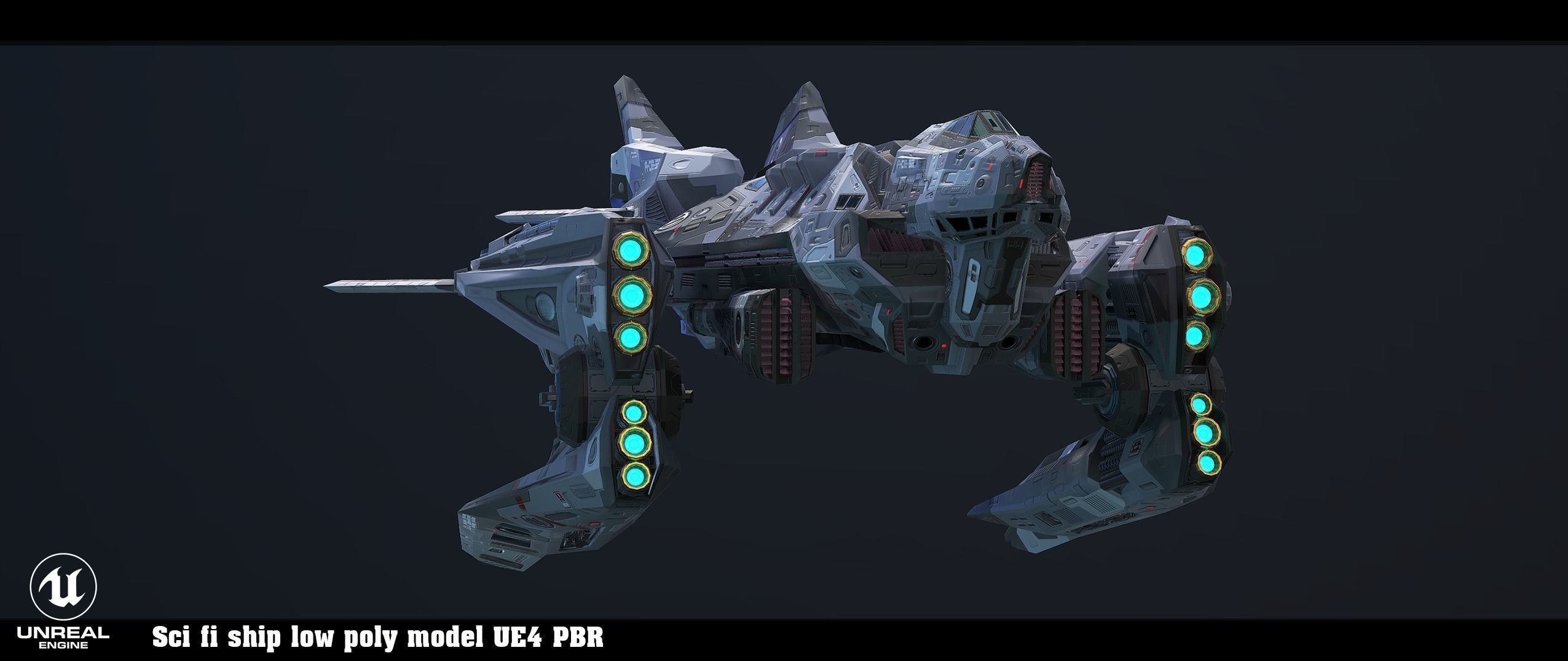 3D model Sci fi ship lowpoly game model Unity UE4 PBR VR / AR / low ...