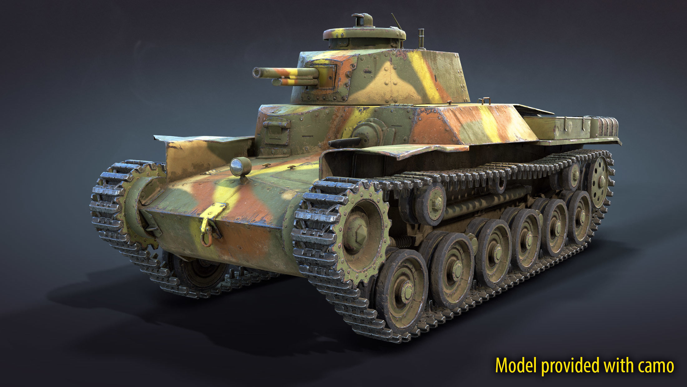 3D model Type-97 Chi-Ha VR / AR / low-poly | CGTrader