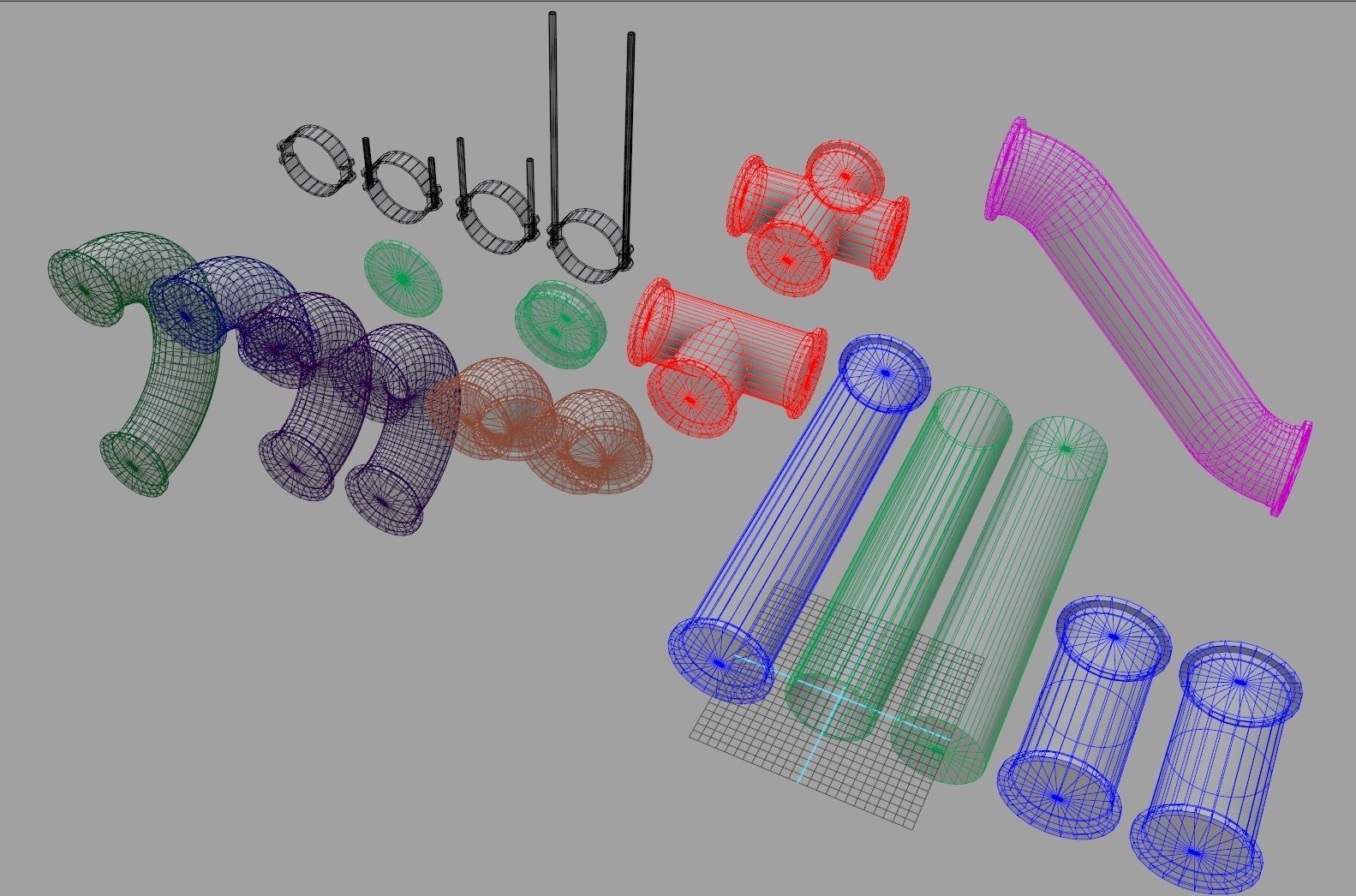 3D model modular Pipeline - sci fi architecture VR / AR / low-poly ...