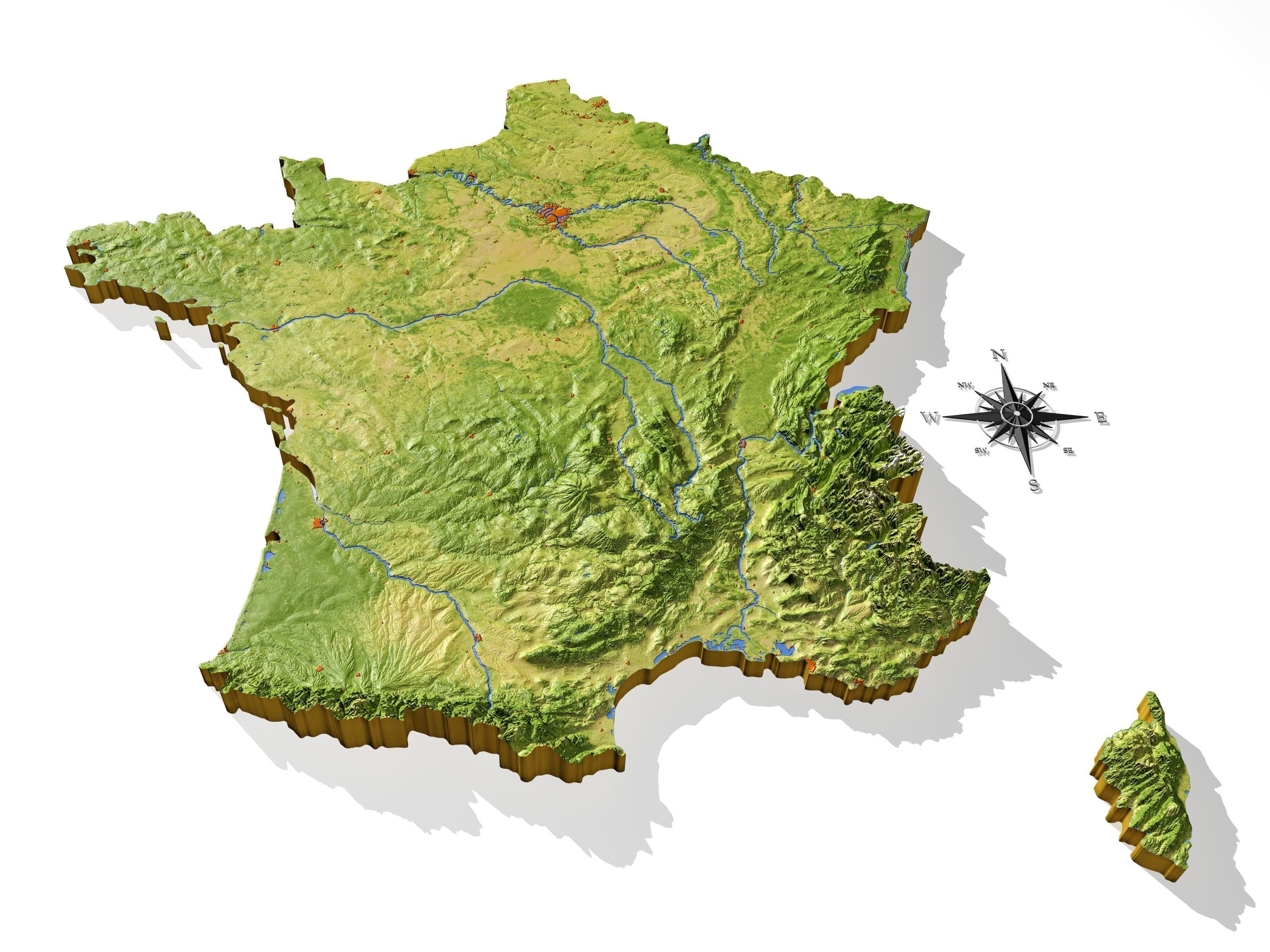France High resolution 3D relief maps 3D model | CGTrader