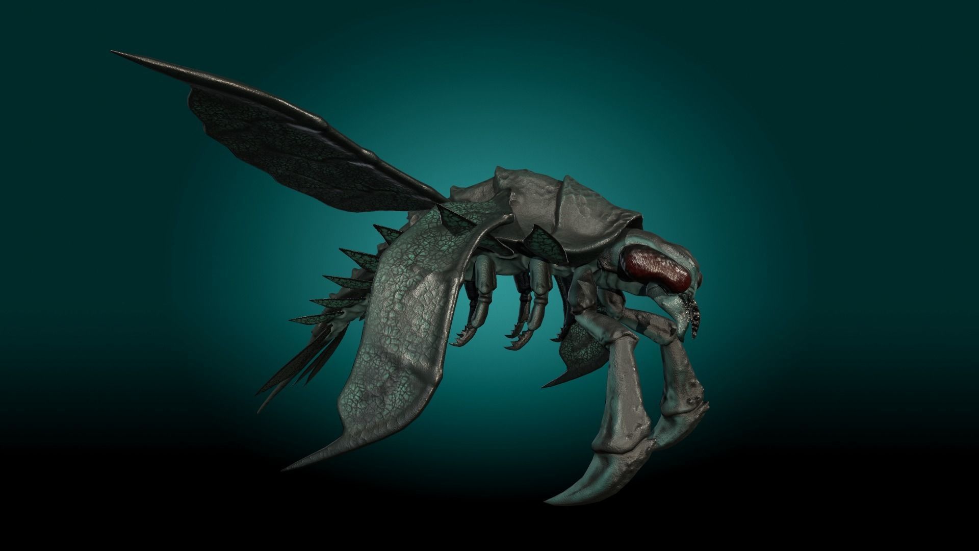 3D model Flying Shrimp Monster V2 VR / AR / low-poly rigged animated ...