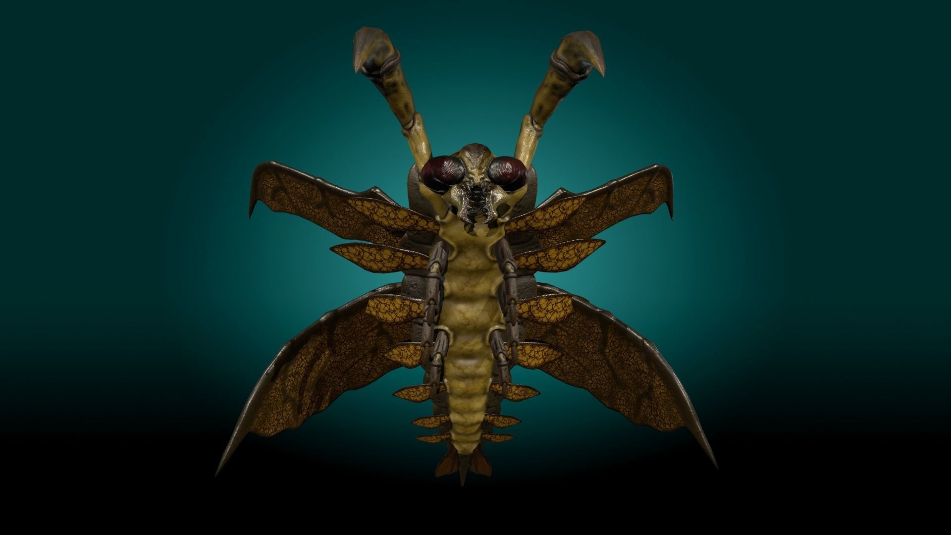 3D model Flying Shrimp Monster V2 VR / AR / low-poly rigged animated ...