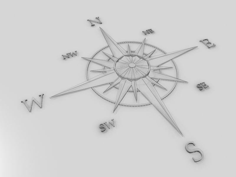 Compass Rose in 3 languages 3D model | CGTrader