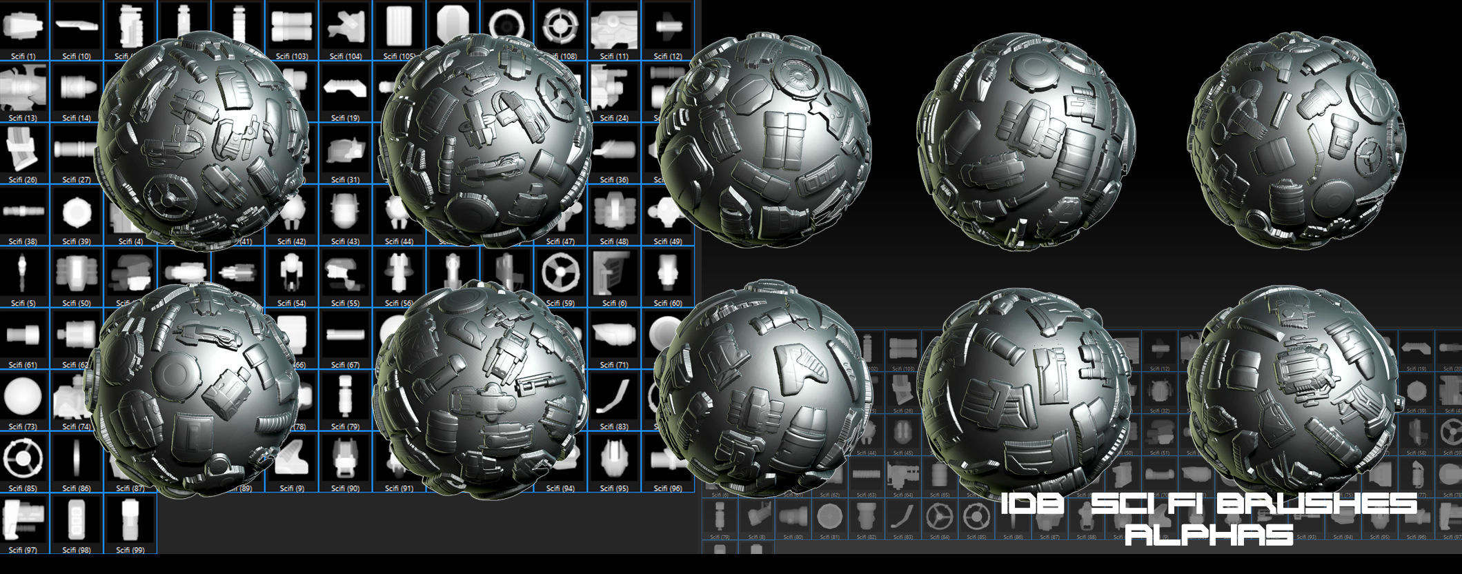 108 SCI fi brushes Alphas Texture | CGTrader