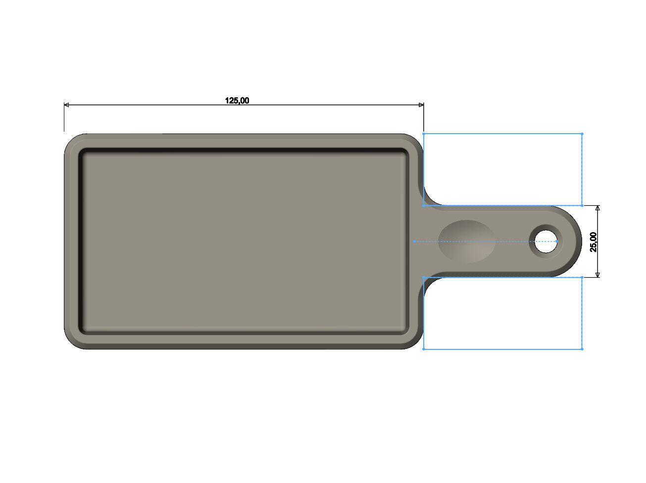 Rectangular serving bowl with handle 3D model 3D printable | CGTrader