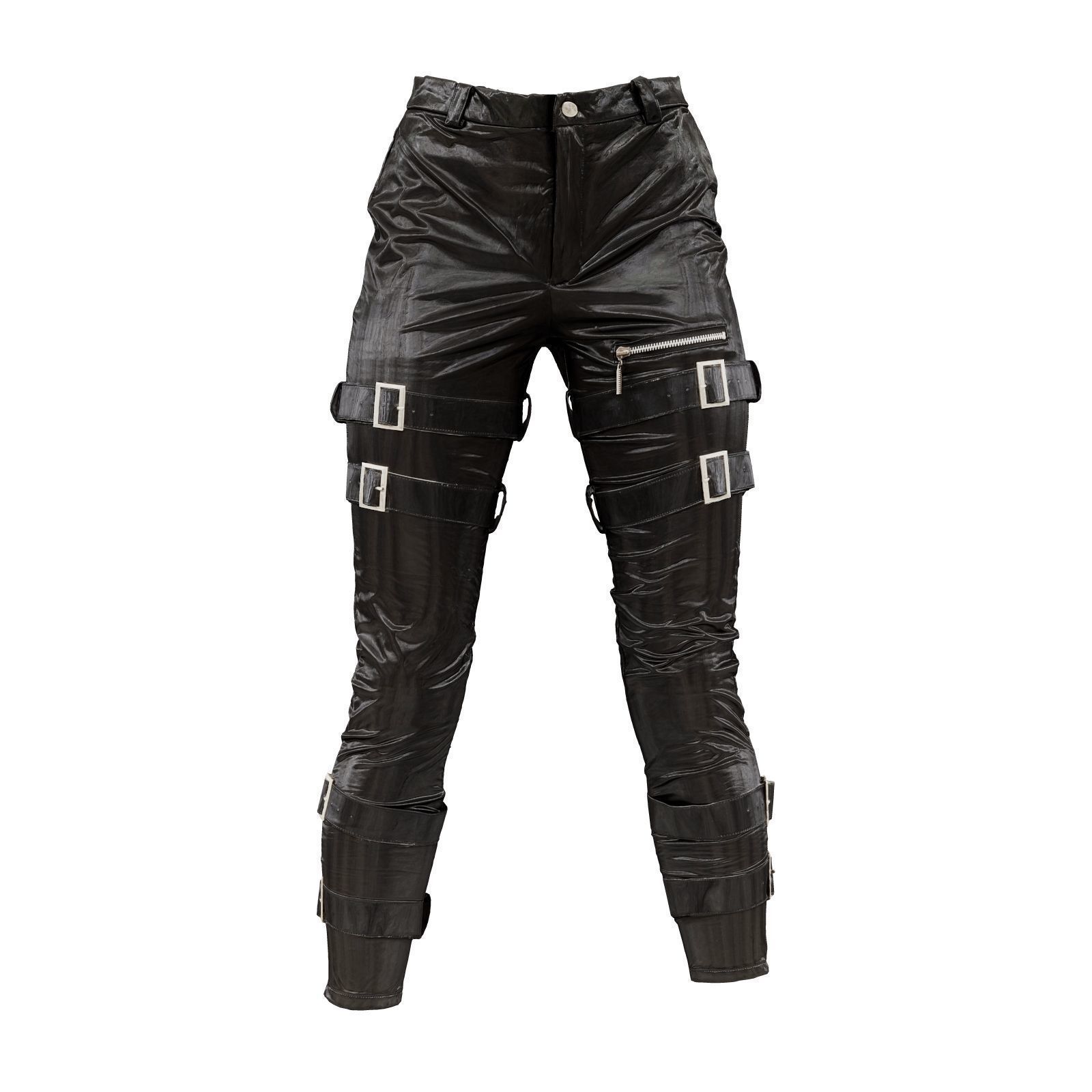 Belted Vinyl Pants 3D model | CGTrader
