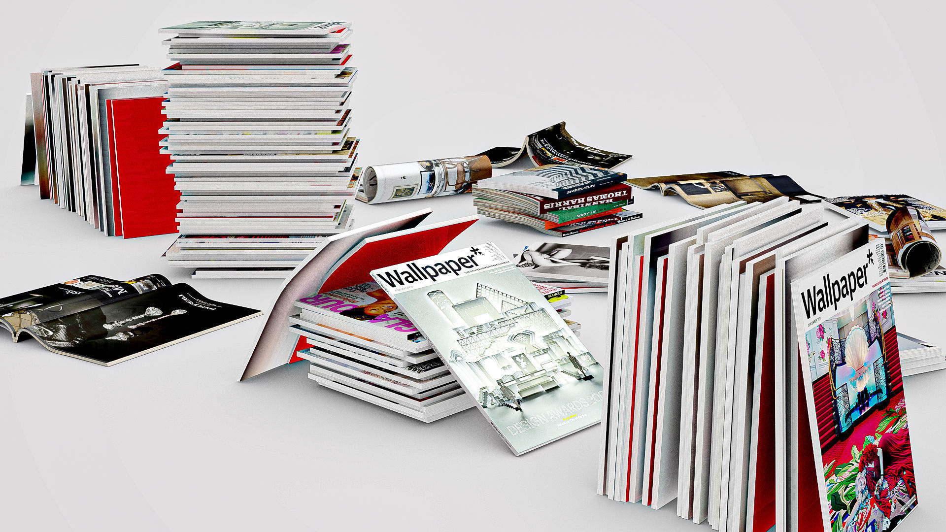3D model Magazines Set Collection 4K PBR for realistic interiors VR ...