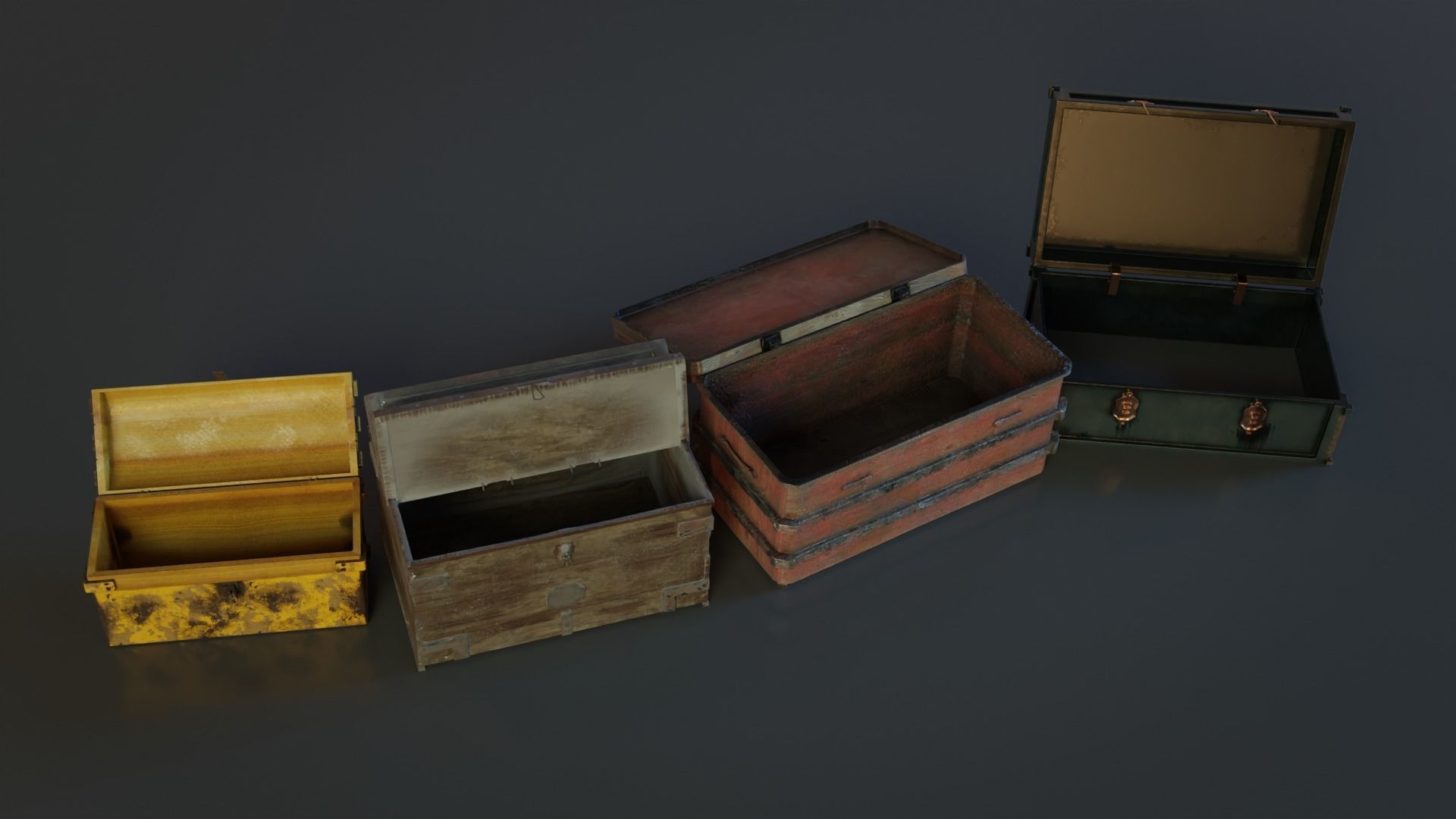 Old worn chests 3D model | CGTrader