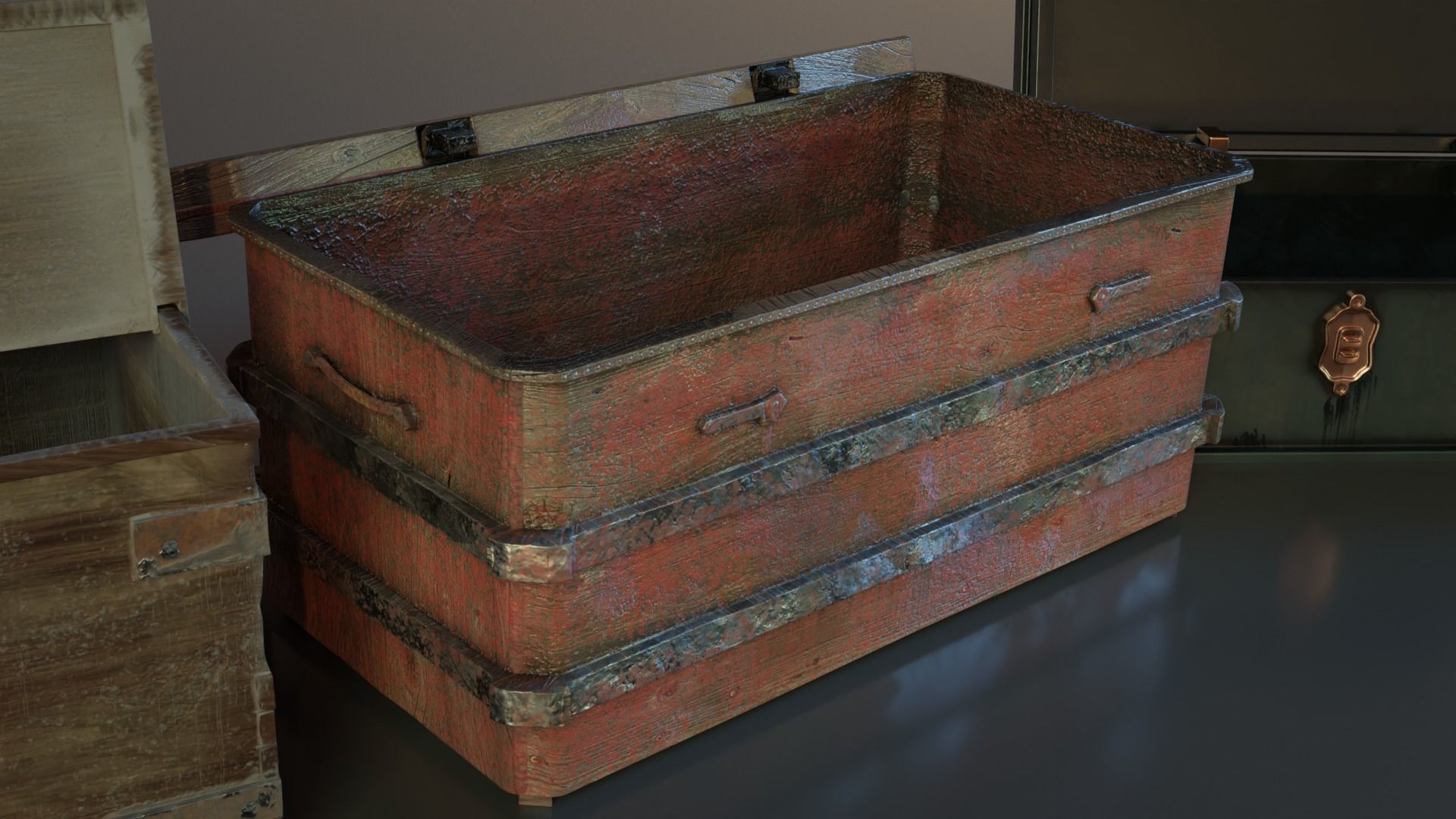 Old worn chests 3D model | CGTrader