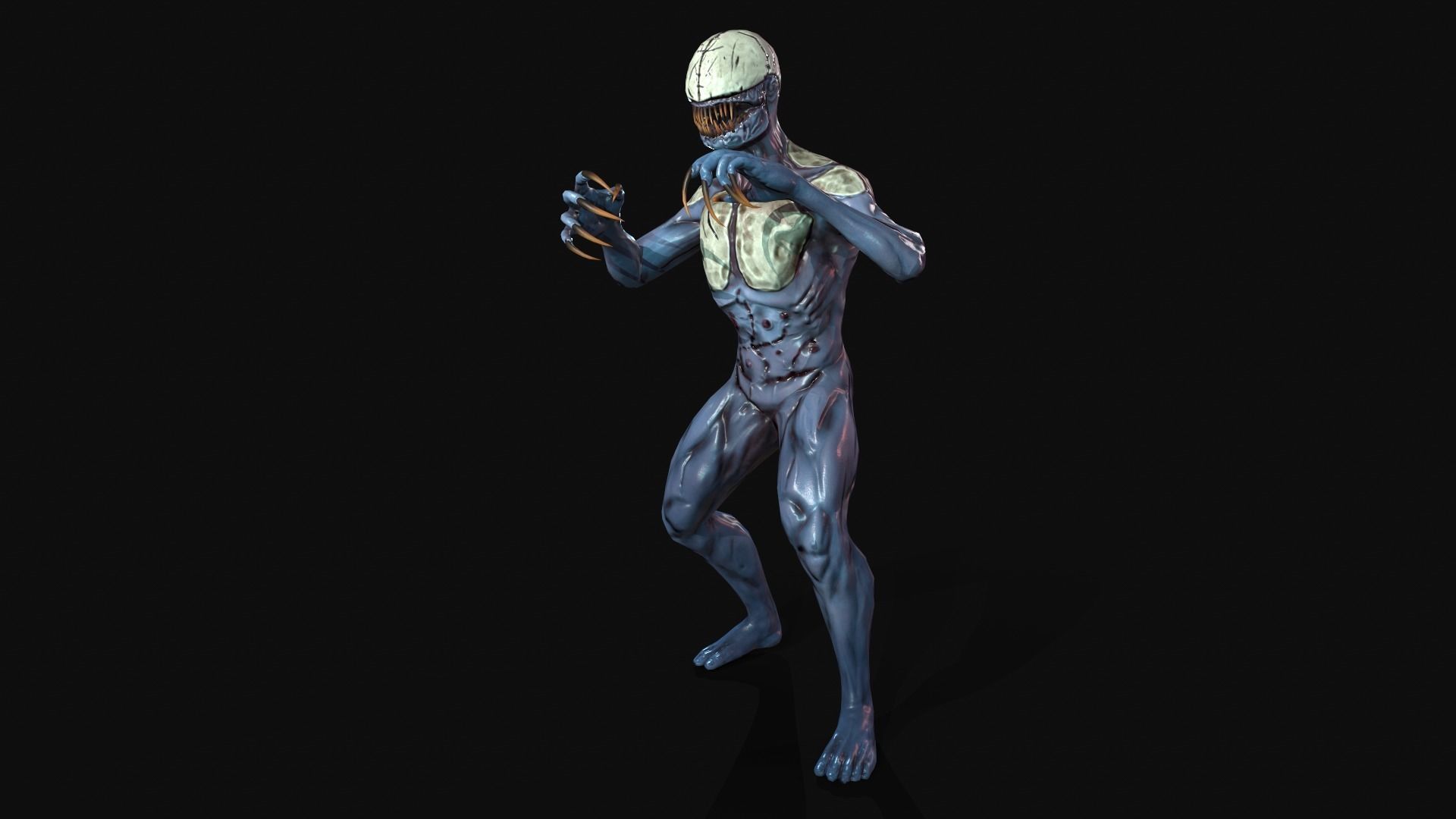 3D model MonsterSkull golden humanoid VR / AR / low-poly rigged ...