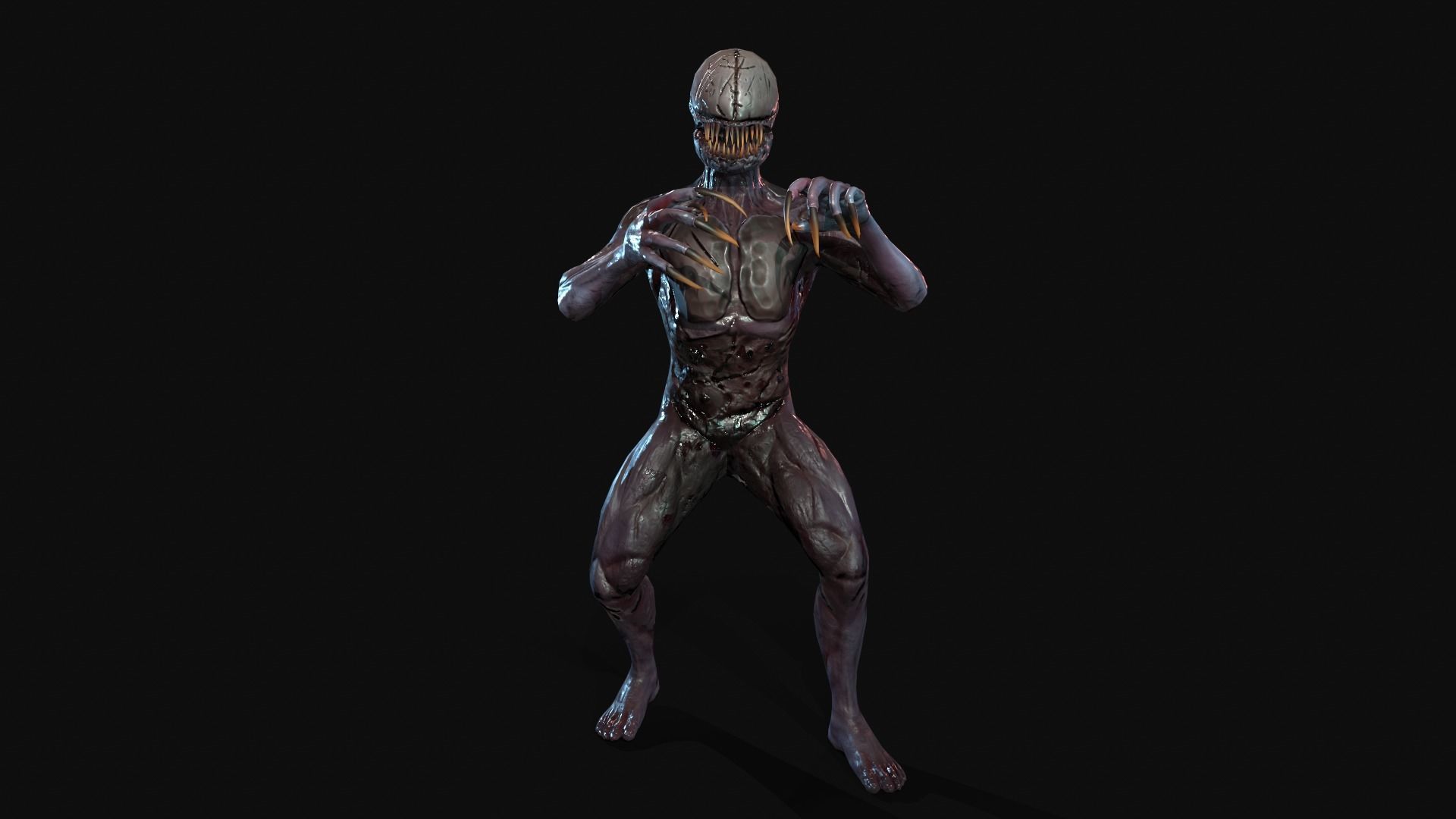 3D model MonsterSkull golden humanoid VR / AR / low-poly rigged ...