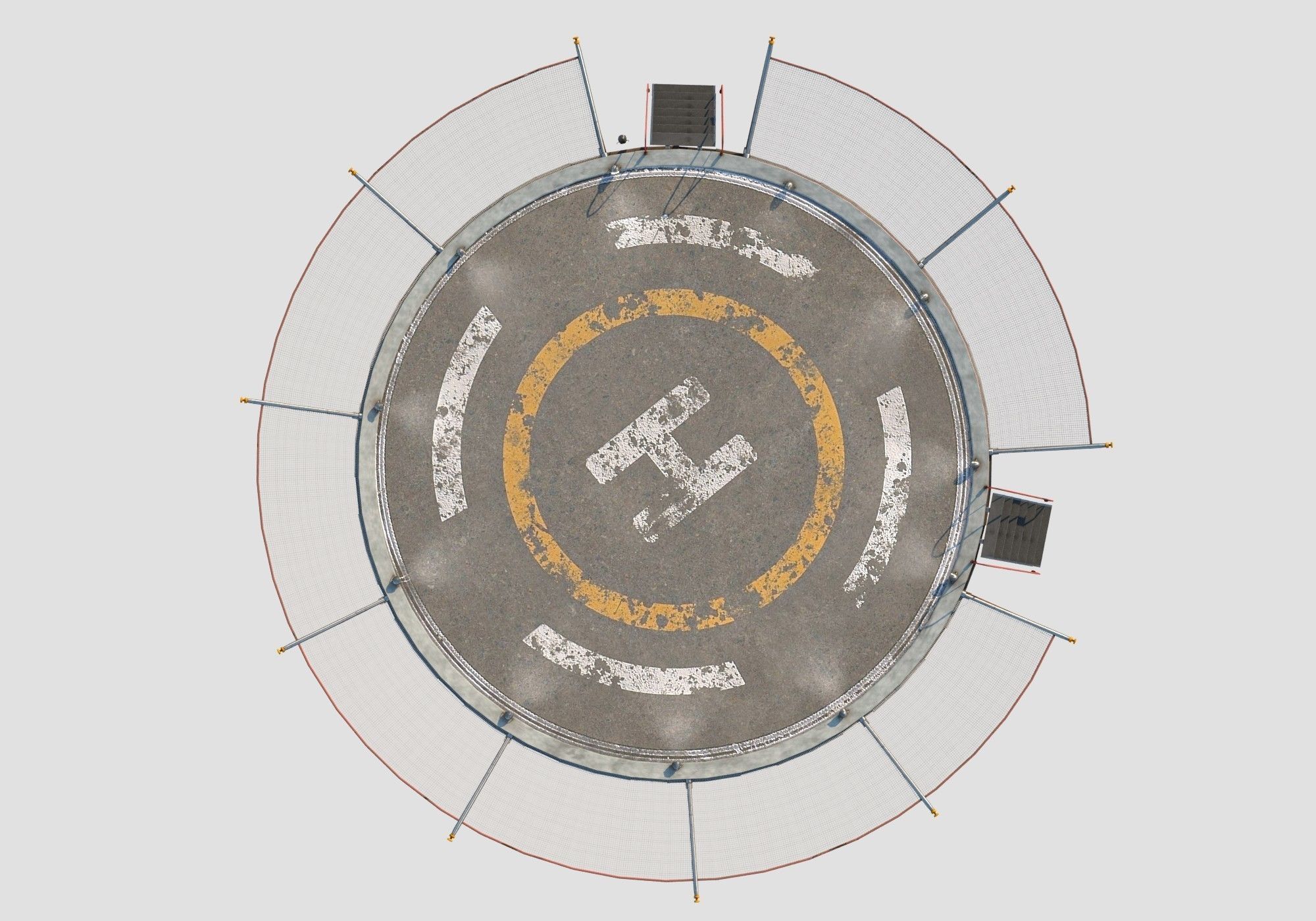 3D model Helipad circular platform with stairs VR / AR / low-poly ...