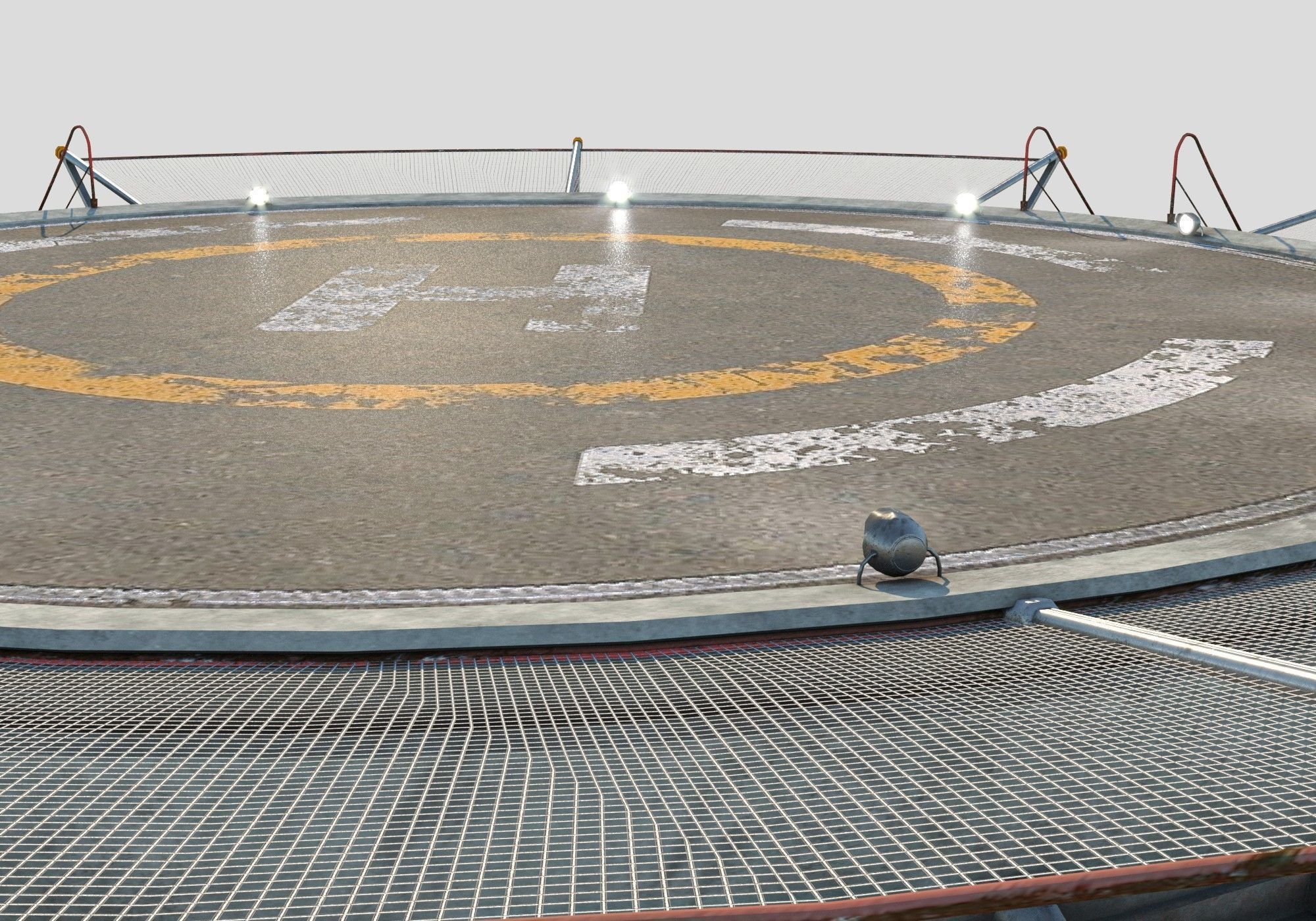 3D model Helipad circular platform with stairs VR / AR / low-poly ...