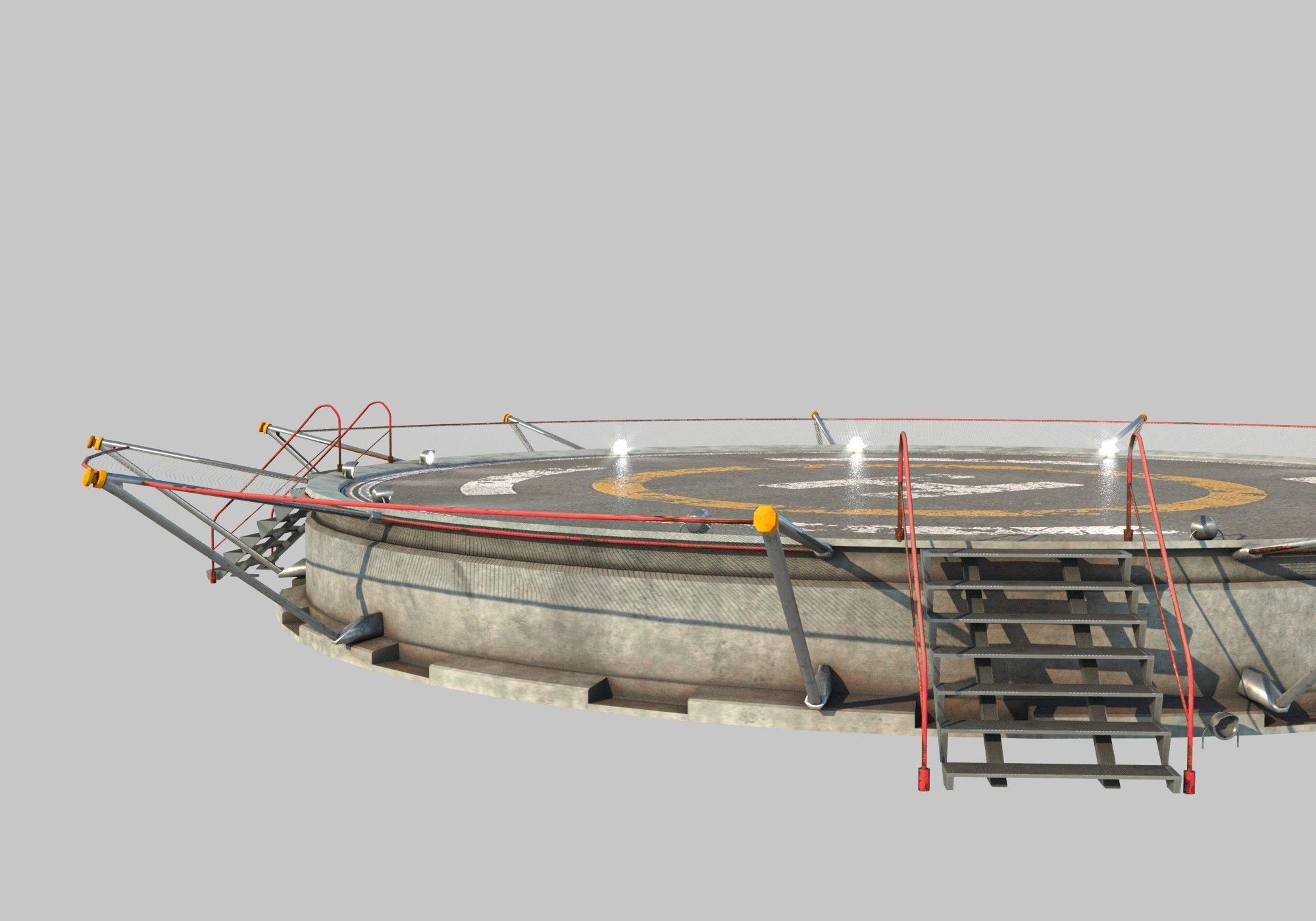 3D model Helipad circular platform with stairs VR / AR / low-poly ...