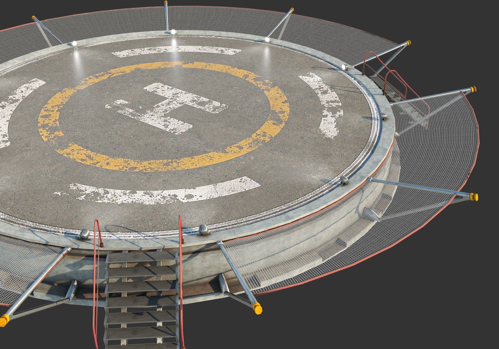3D model Helipad circular platform with stairs VR / AR / low-poly ...