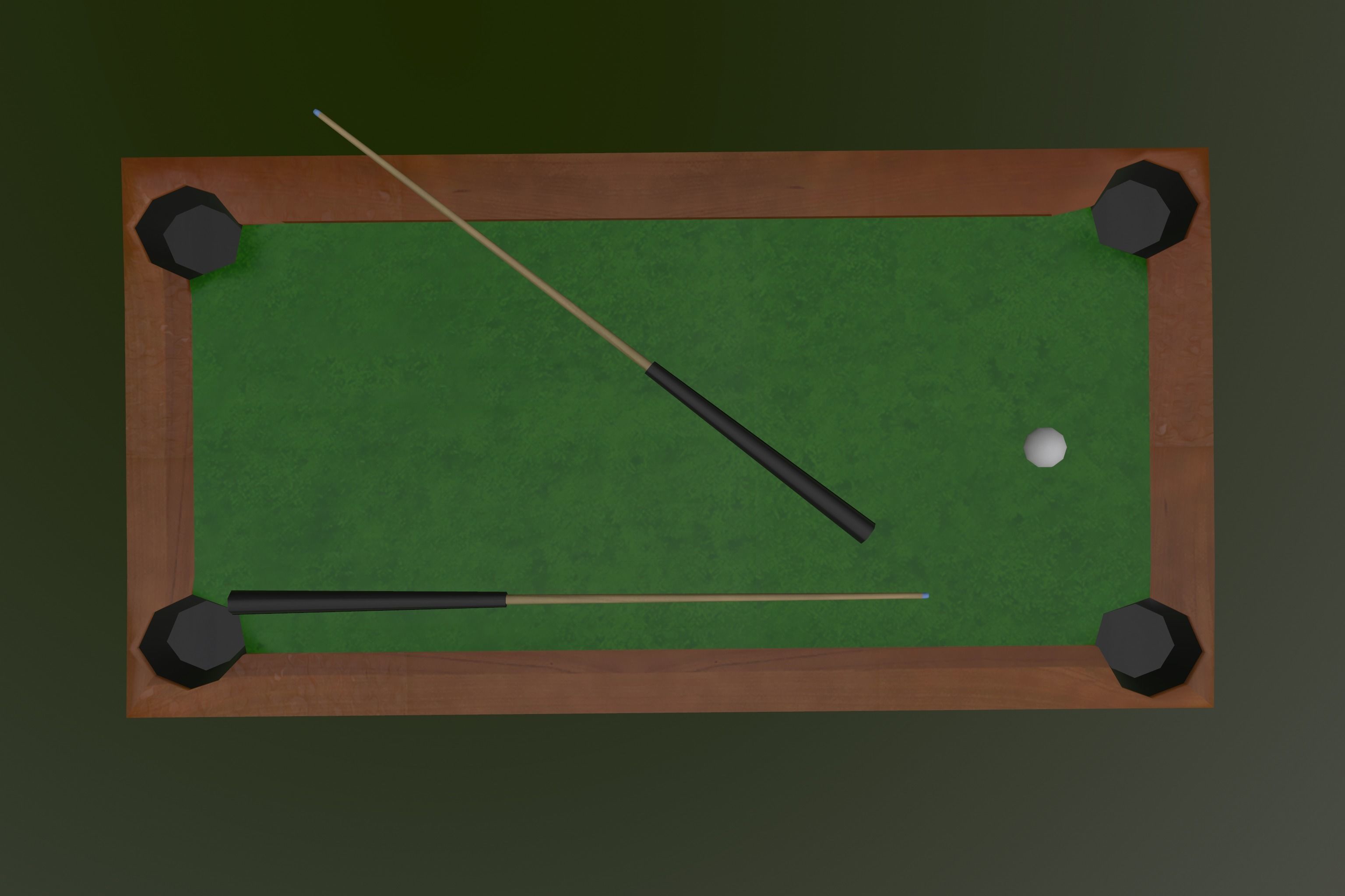 3D model Biliards pool table with cues and balls VR / AR / low-poly ...
