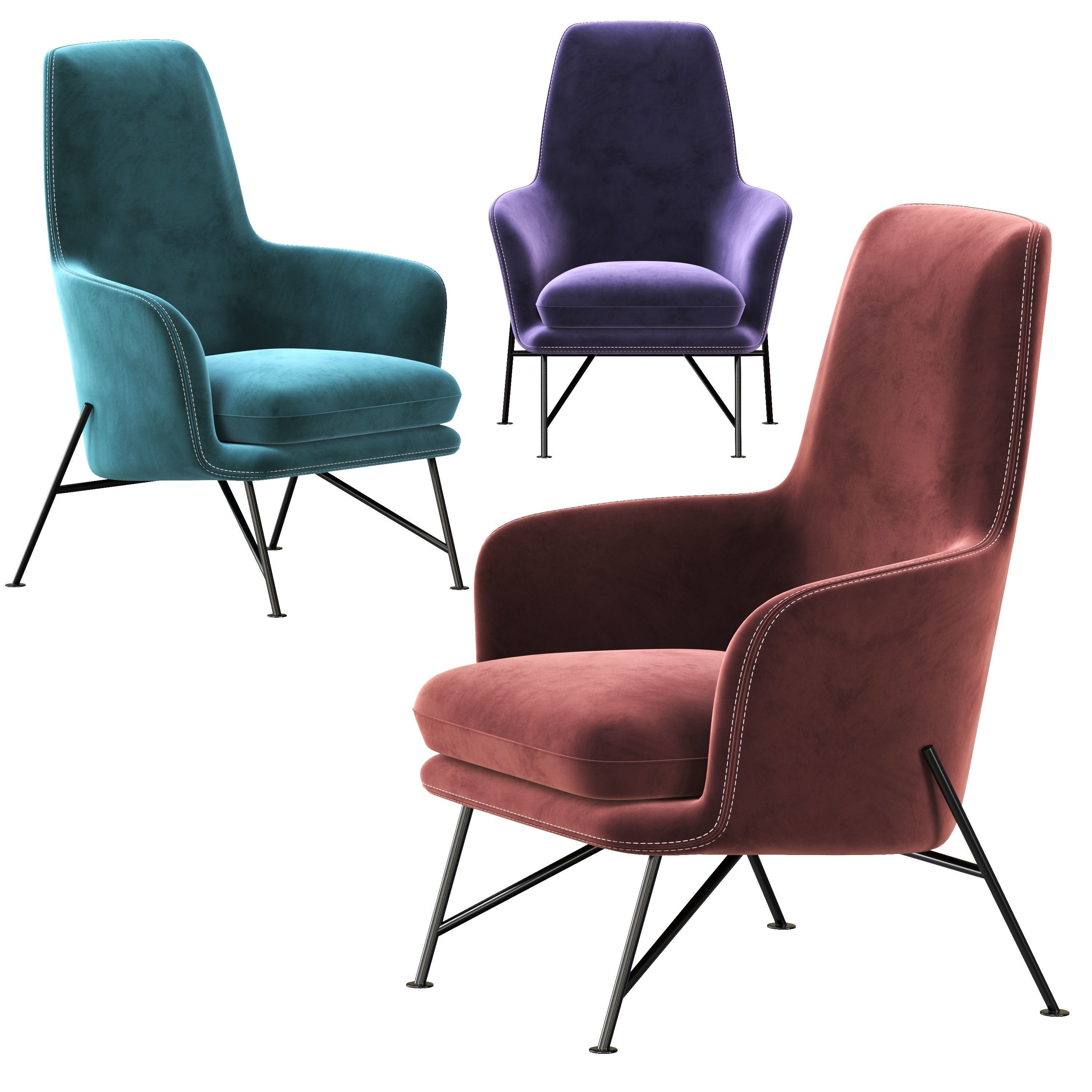 Vasco Fabric Accent Chair 3D model | CGTrader