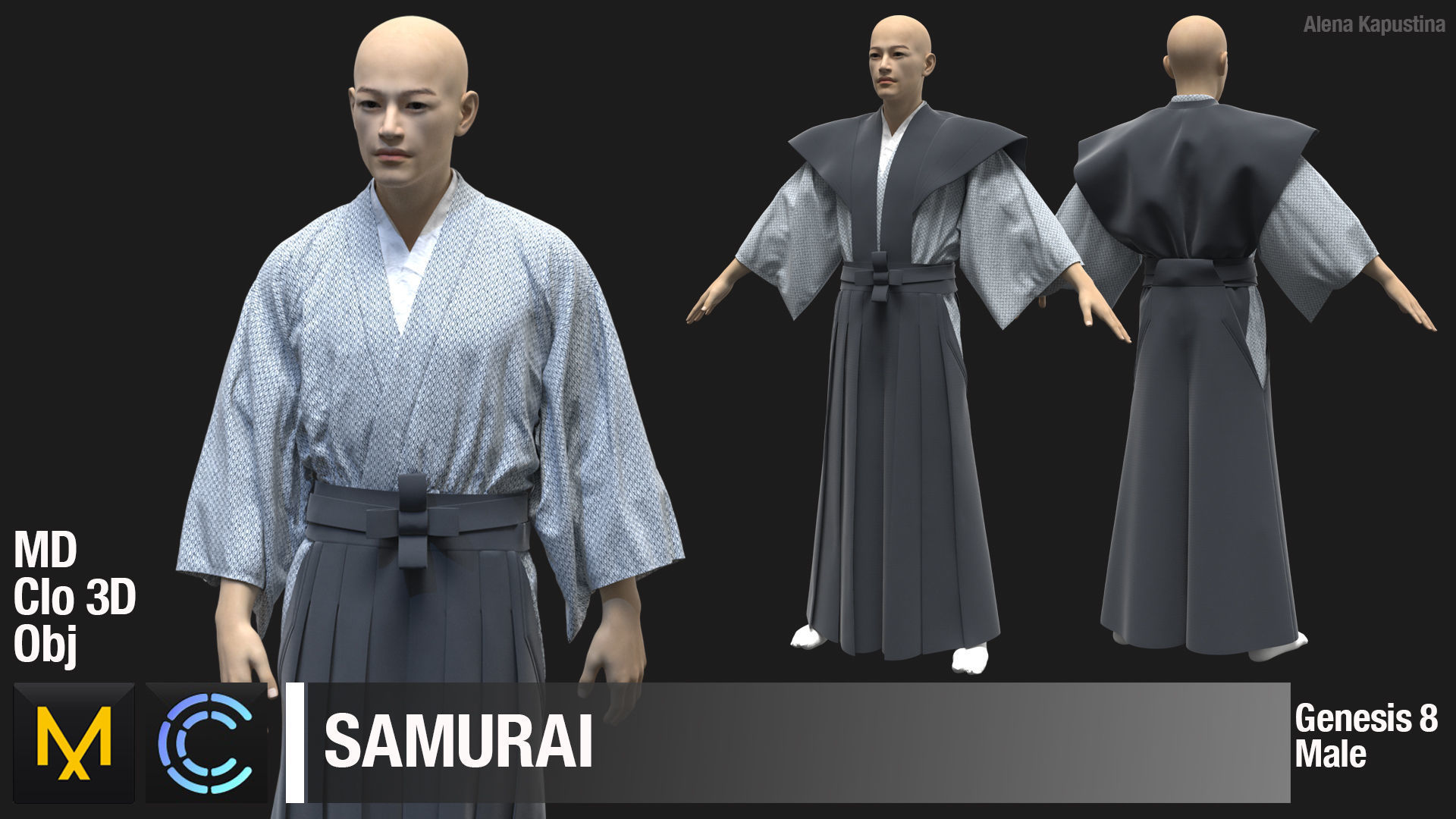 Samurai Marvelous Designer Clo 3D project obj 3D model | CGTrader