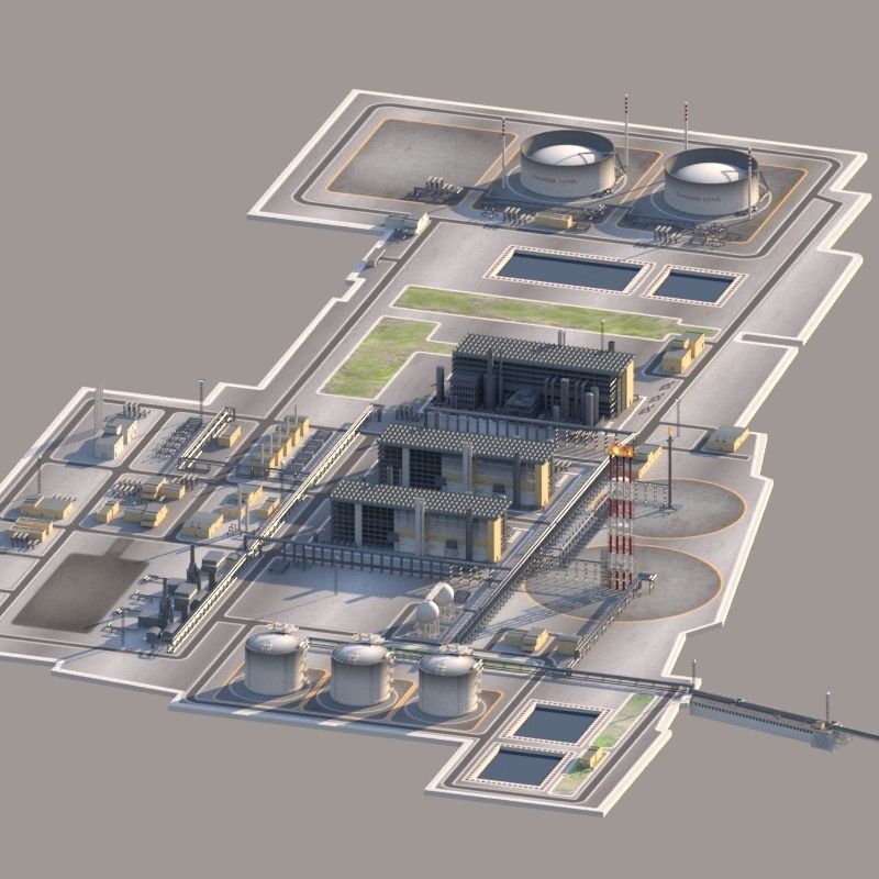 Seaport LNG plant and Oil terminal 3D model | CGTrader