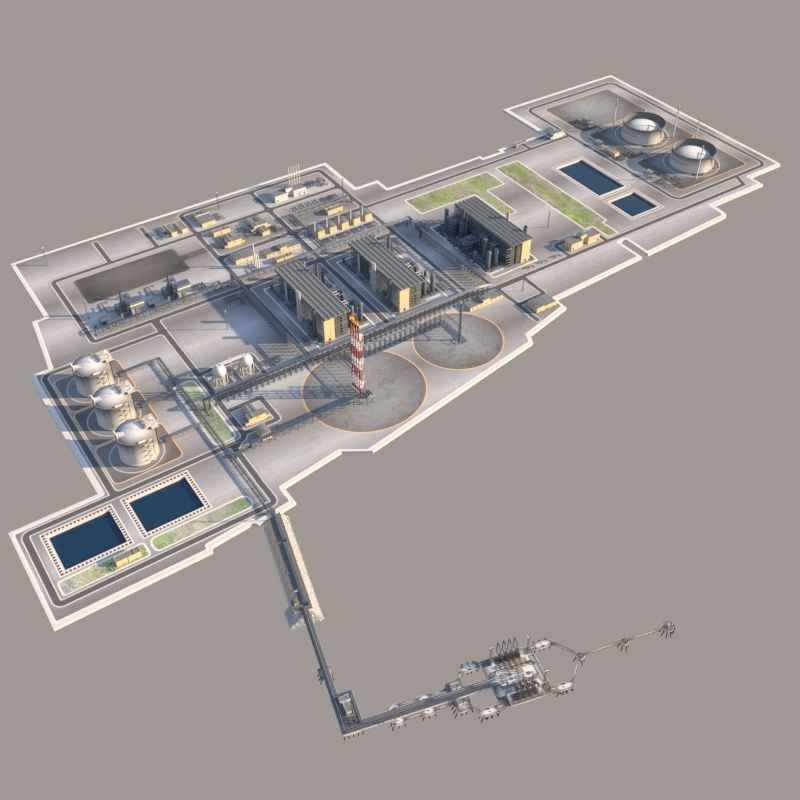 Seaport LNG plant and Oil terminal 3D model | CGTrader