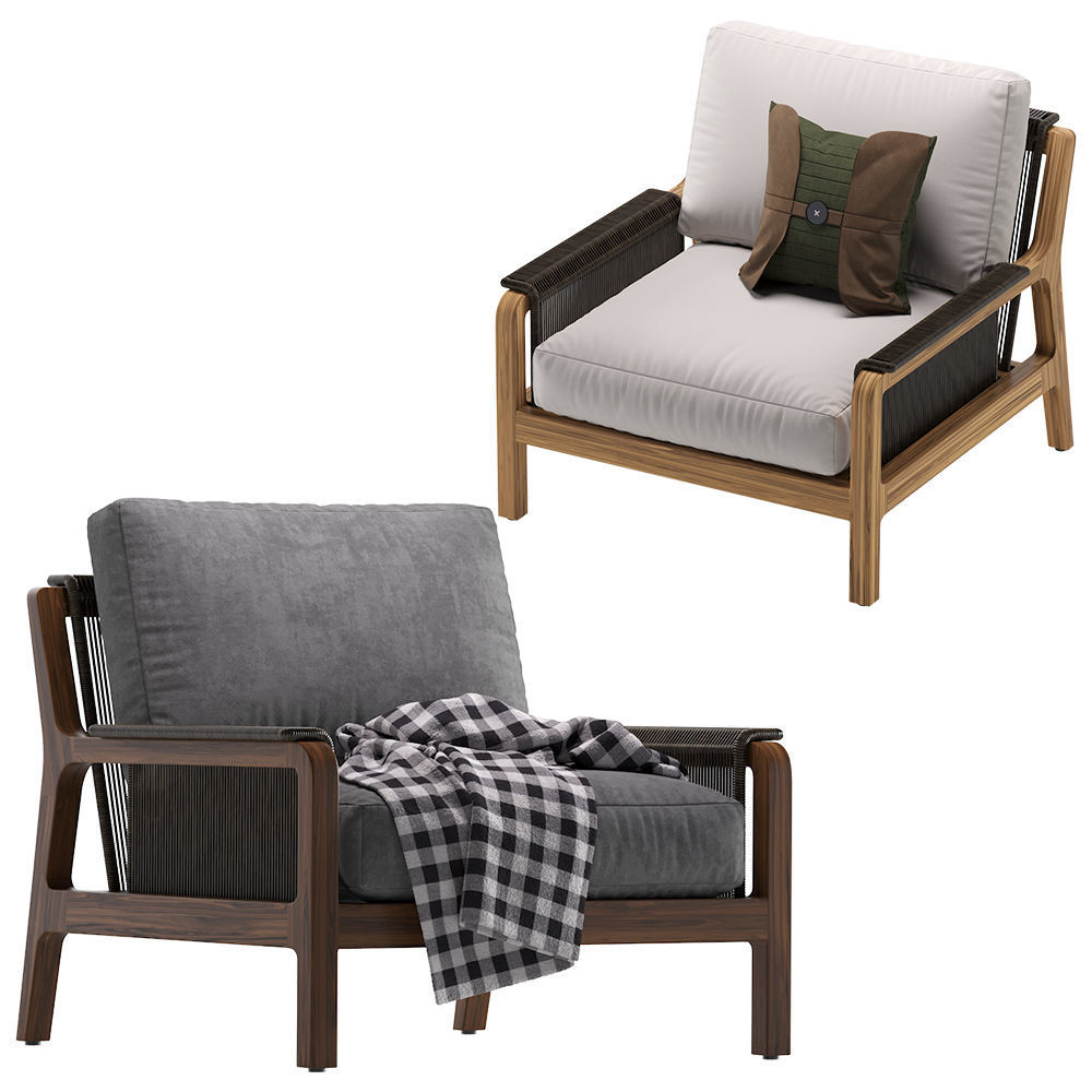 Coco Republic Pali Outdoor Lounge Chair 3D model | CGTrader