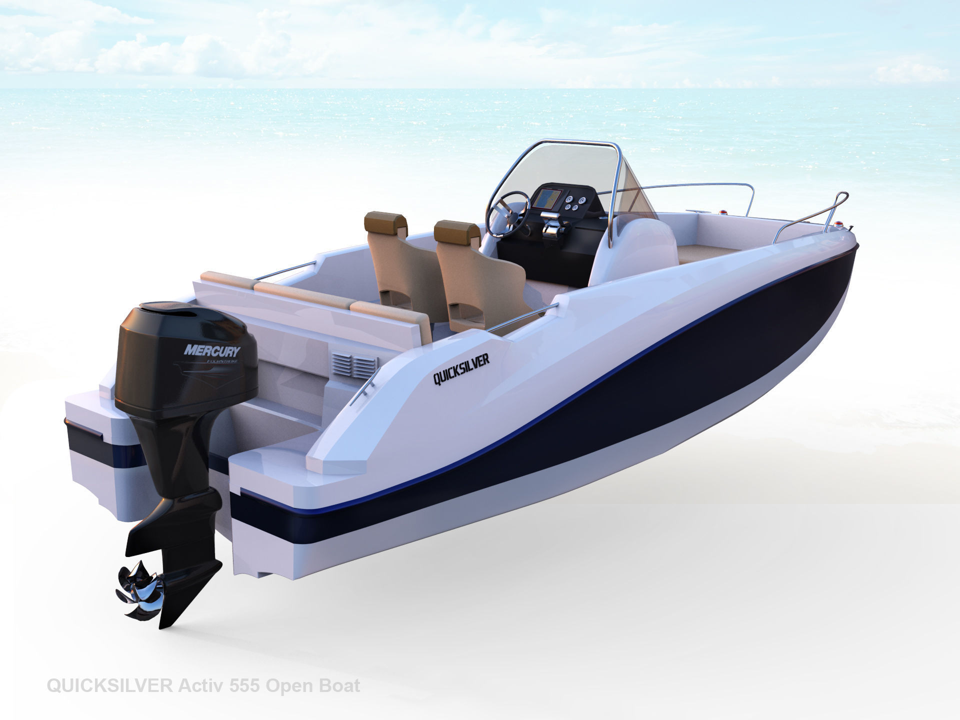 QUICKSILVER Activ 555 Open Boat 3D model rigged | CGTrader