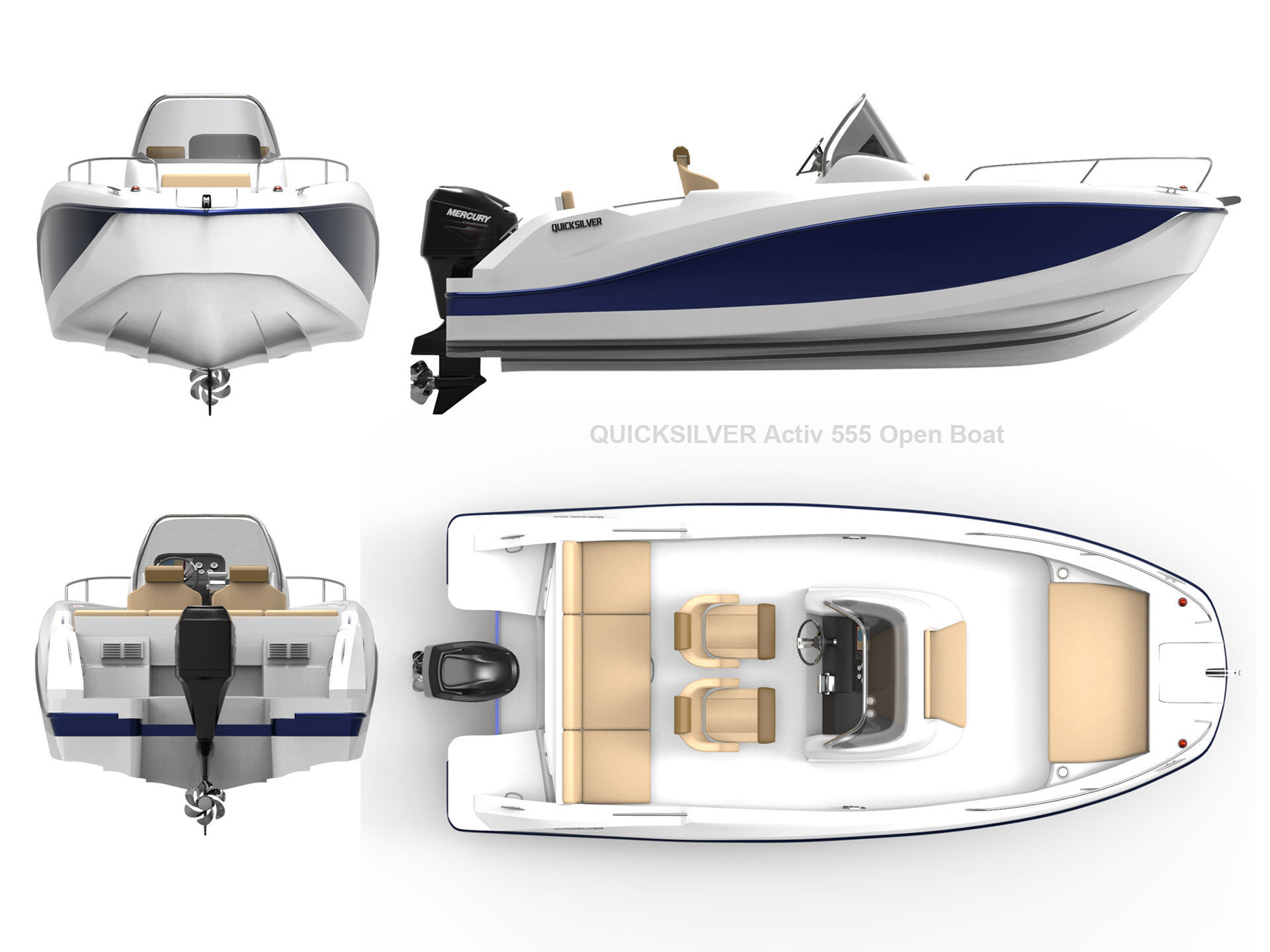 QUICKSILVER Activ 555 Open Boat 3D model rigged | CGTrader