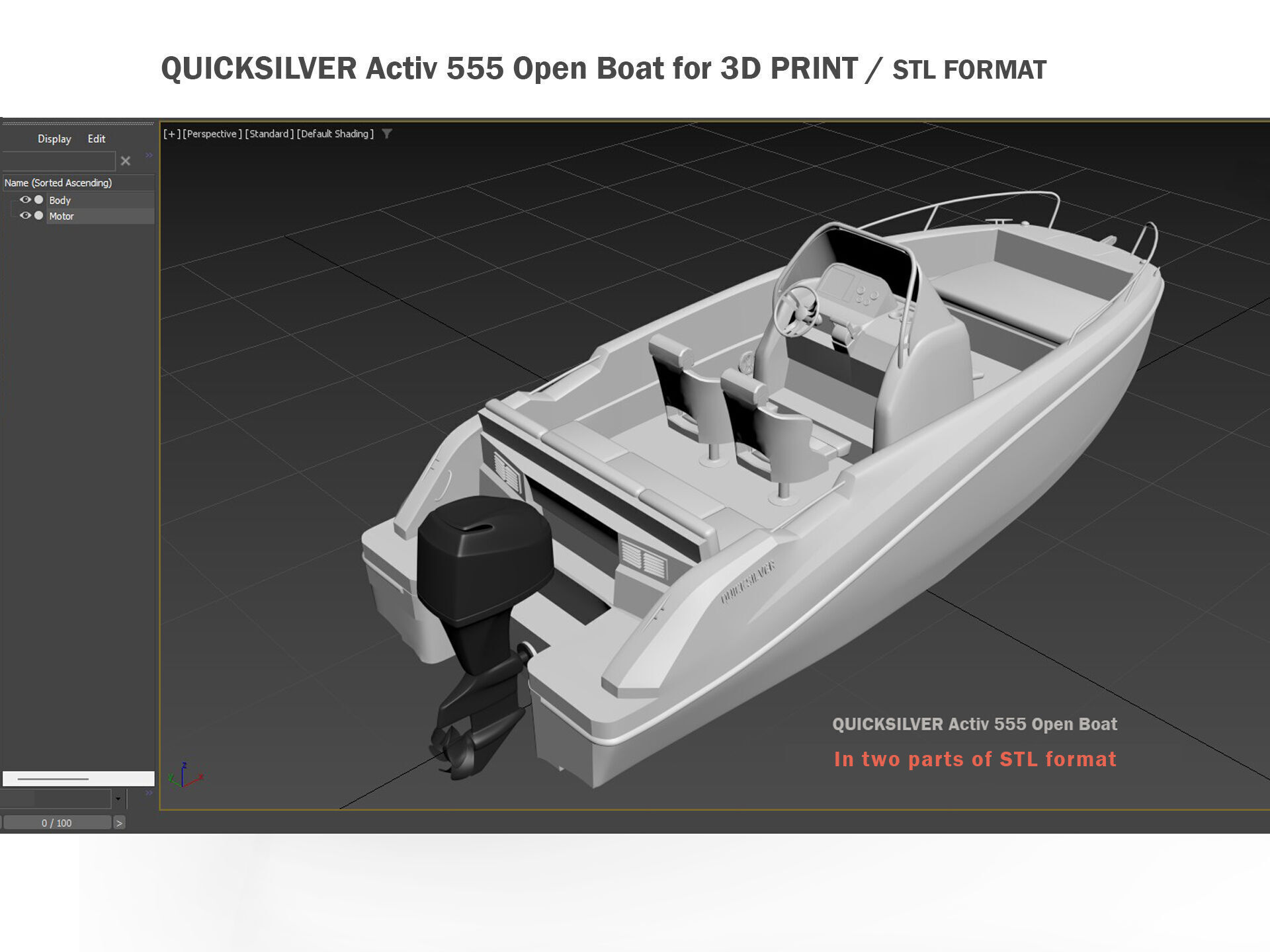 QUICKSILVER Activ 555 Open Boat 3D model rigged | CGTrader