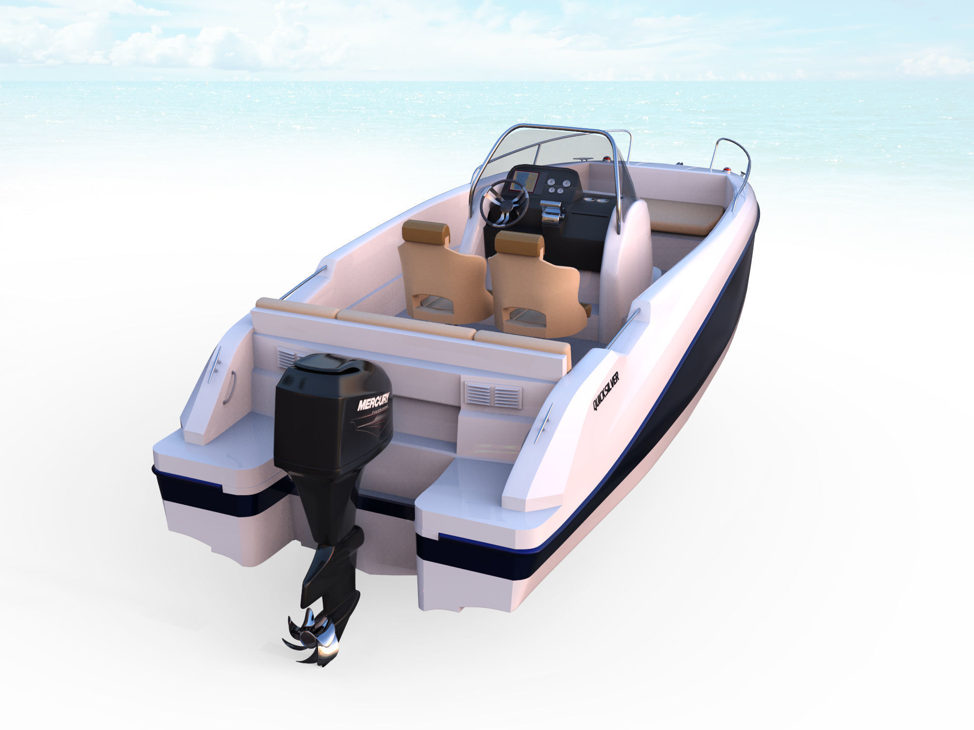 QUICKSILVER Activ 555 Open Boat 3D model rigged | CGTrader