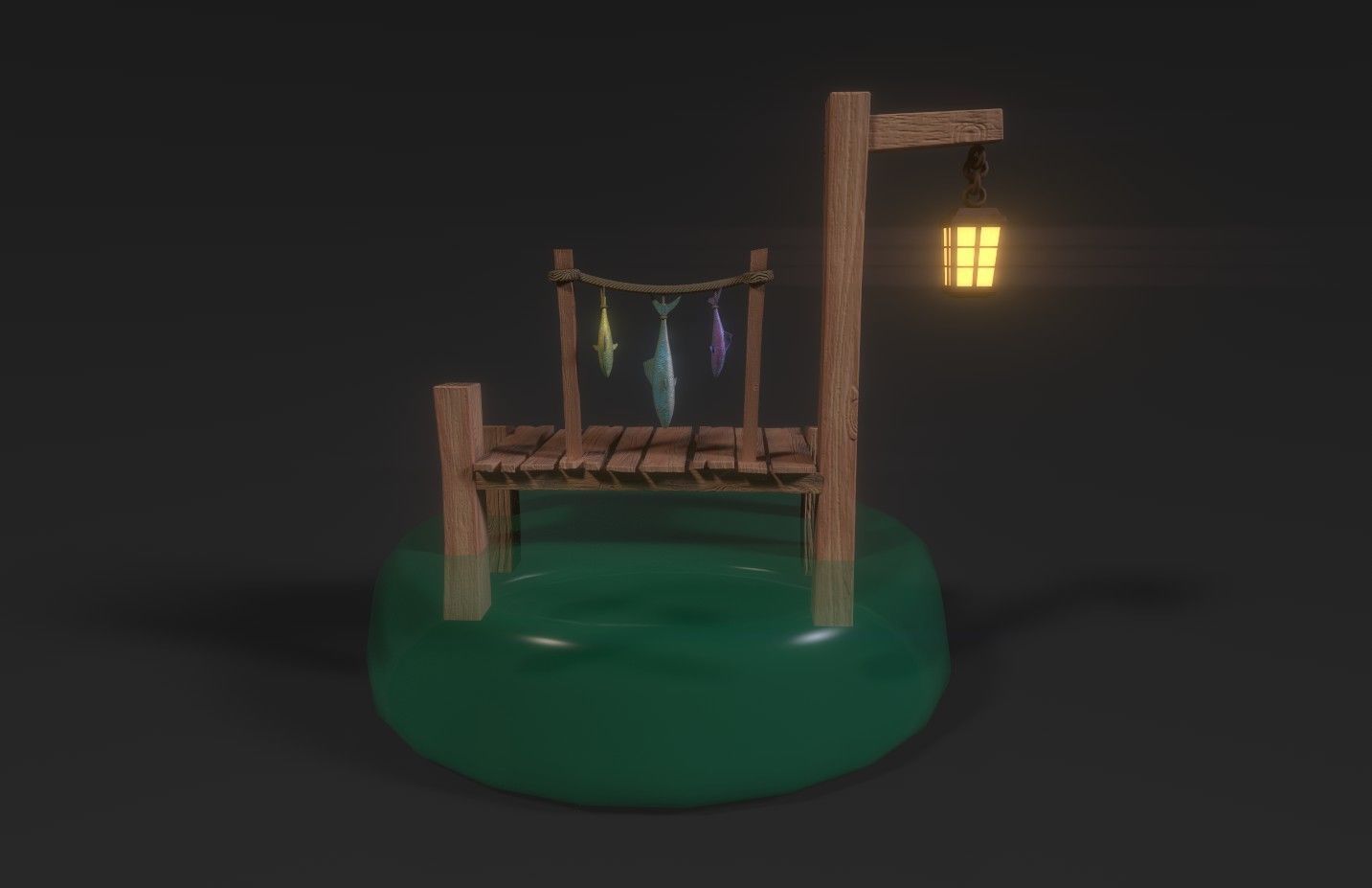 3D model Simplistic low-poly stylized hand-painted pier VR / AR / low ...