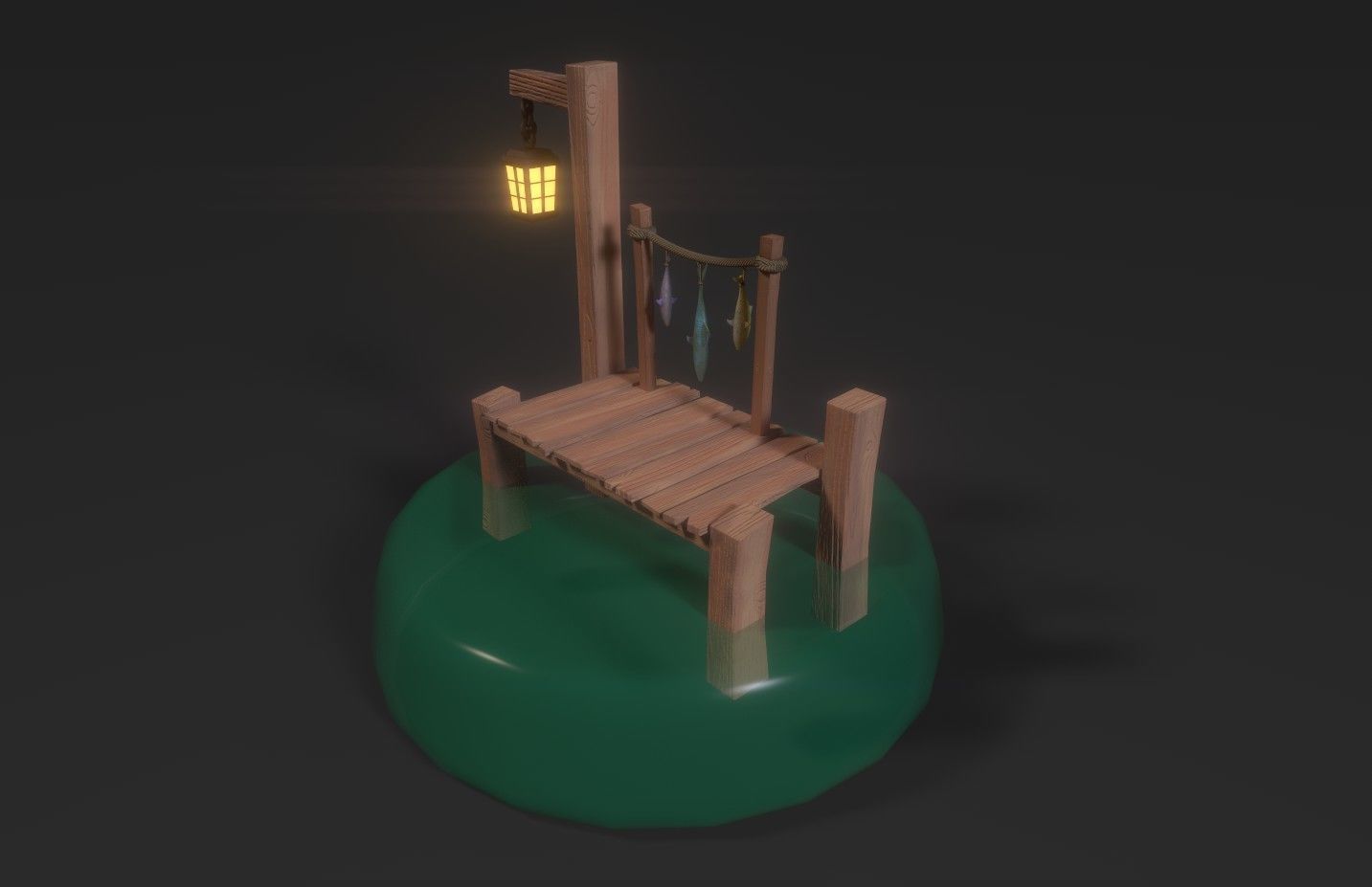 3D model Simplistic low-poly stylized hand-painted pier VR / AR / low ...