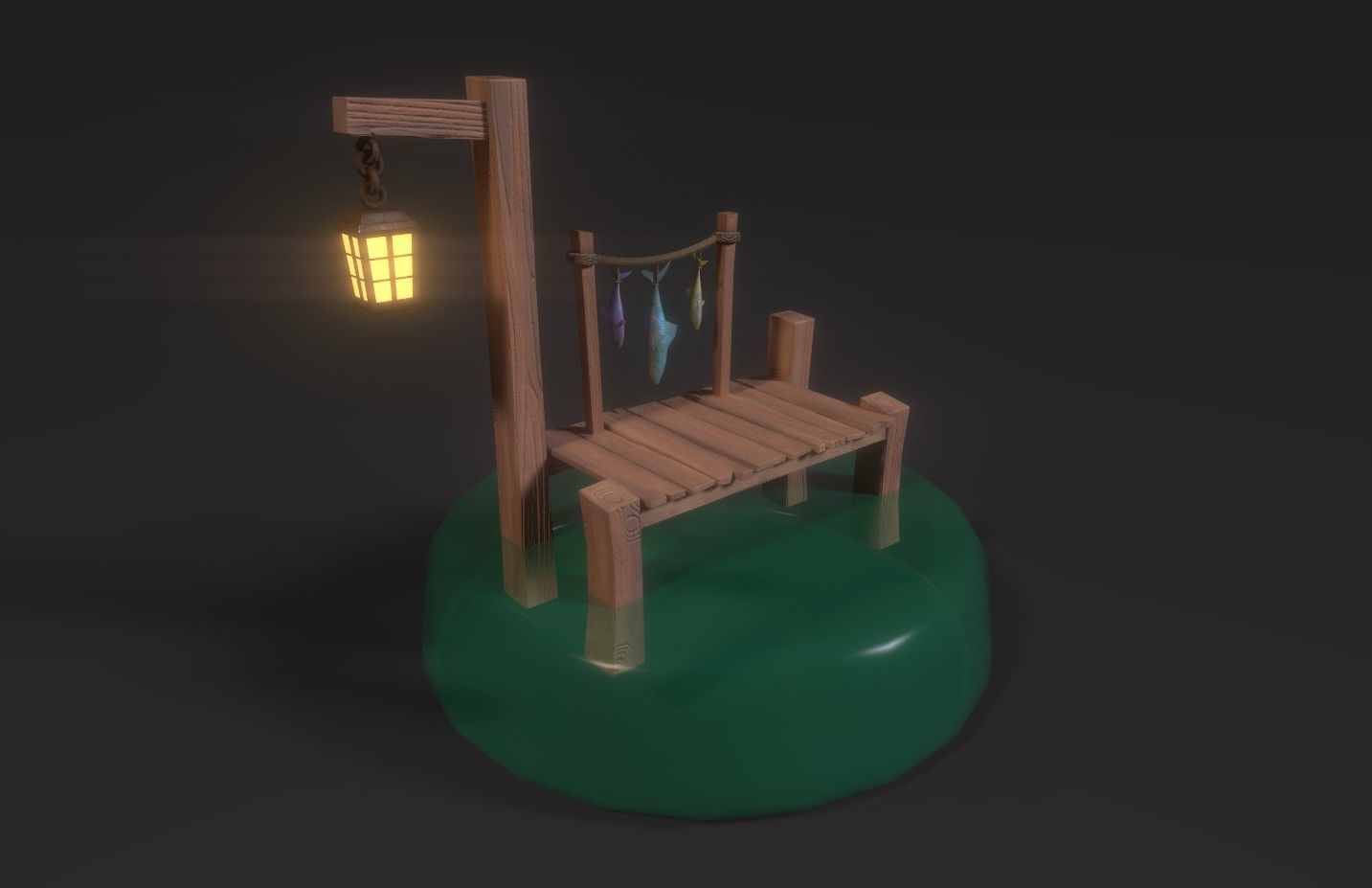 3D model Simplistic low-poly stylized hand-painted pier VR / AR / low ...