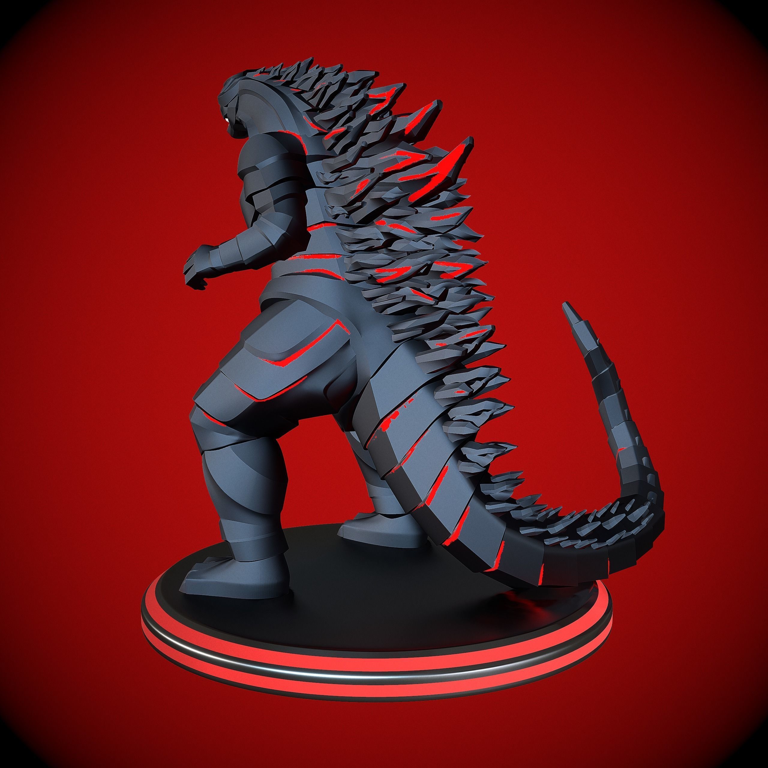 Godzilla Sculpture digital STL-files 3D model 3D printable | CGTrader