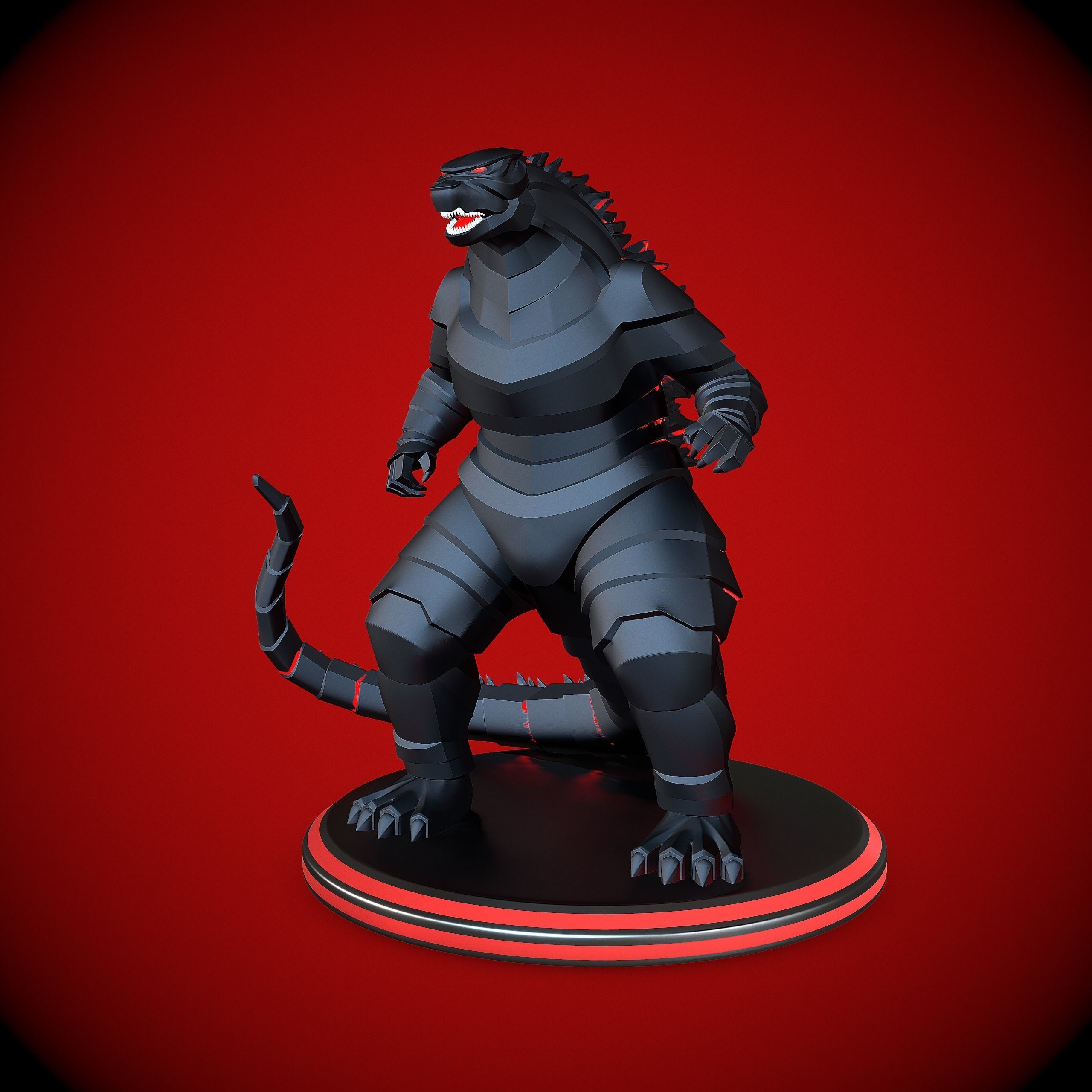 Godzilla Sculpture digital STL-files 3D model 3D printable | CGTrader