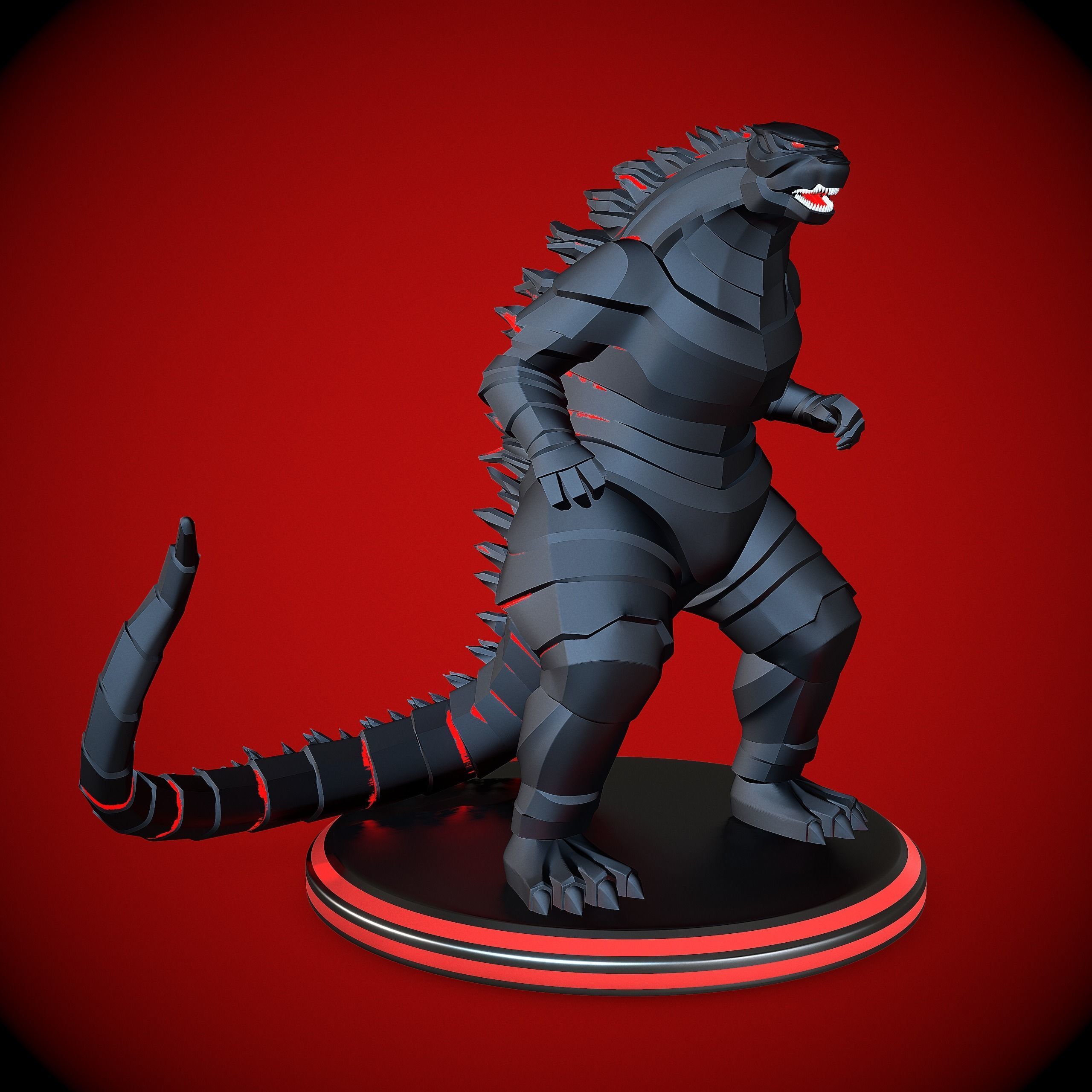 Godzilla Sculpture digital STL-files 3D model 3D printable | CGTrader