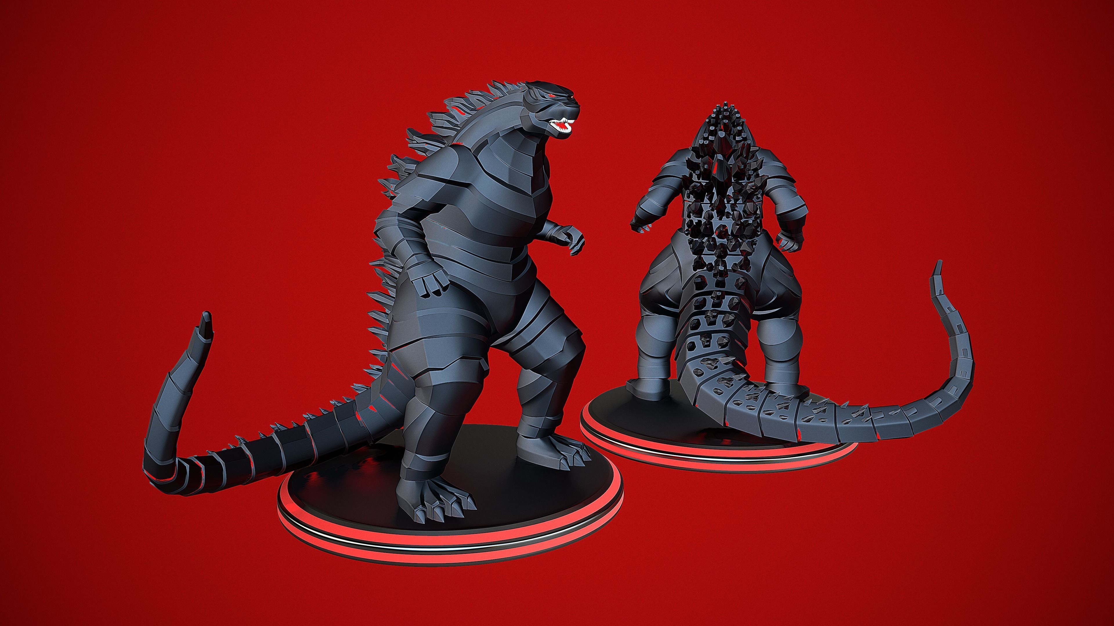 Godzilla Sculpture digital STL-files 3D model 3D printable | CGTrader