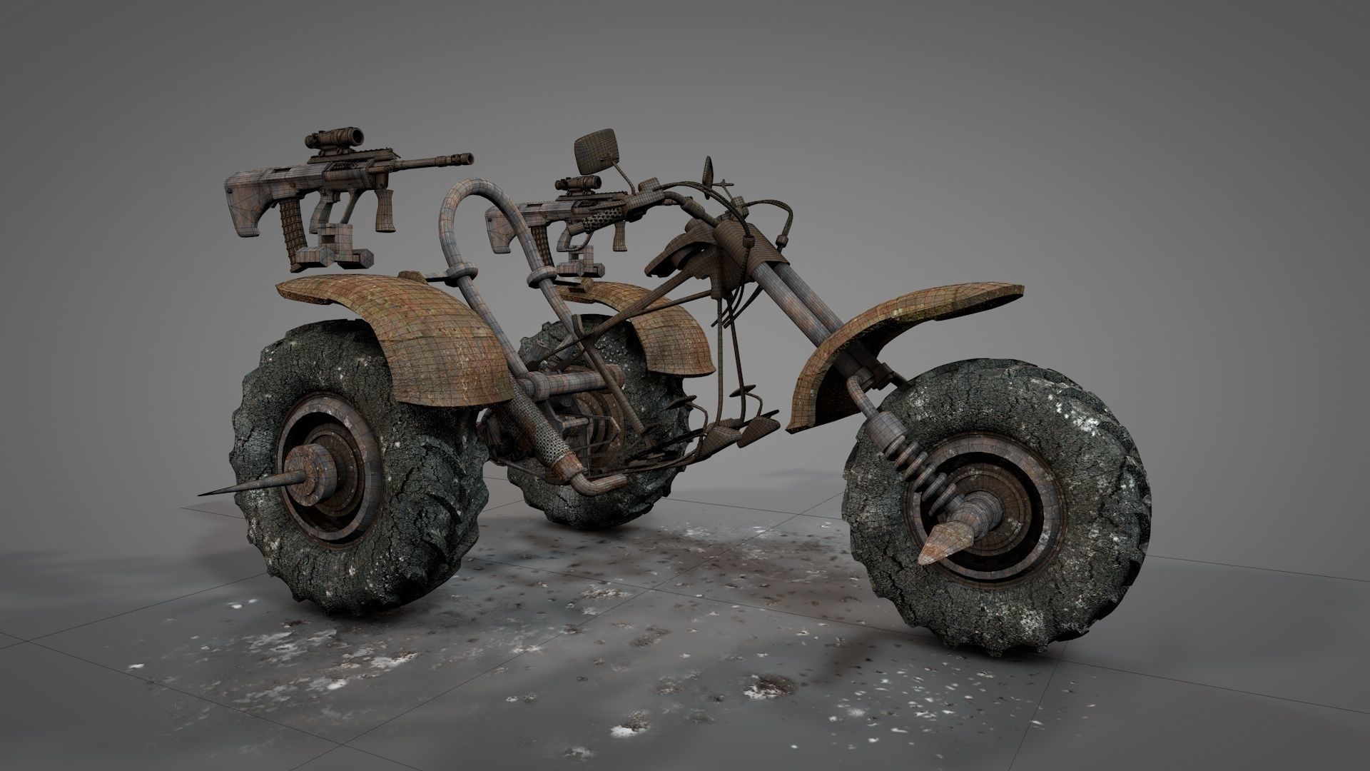 Post Apocalyptic Survival Bike v2 3D model | CGTrader