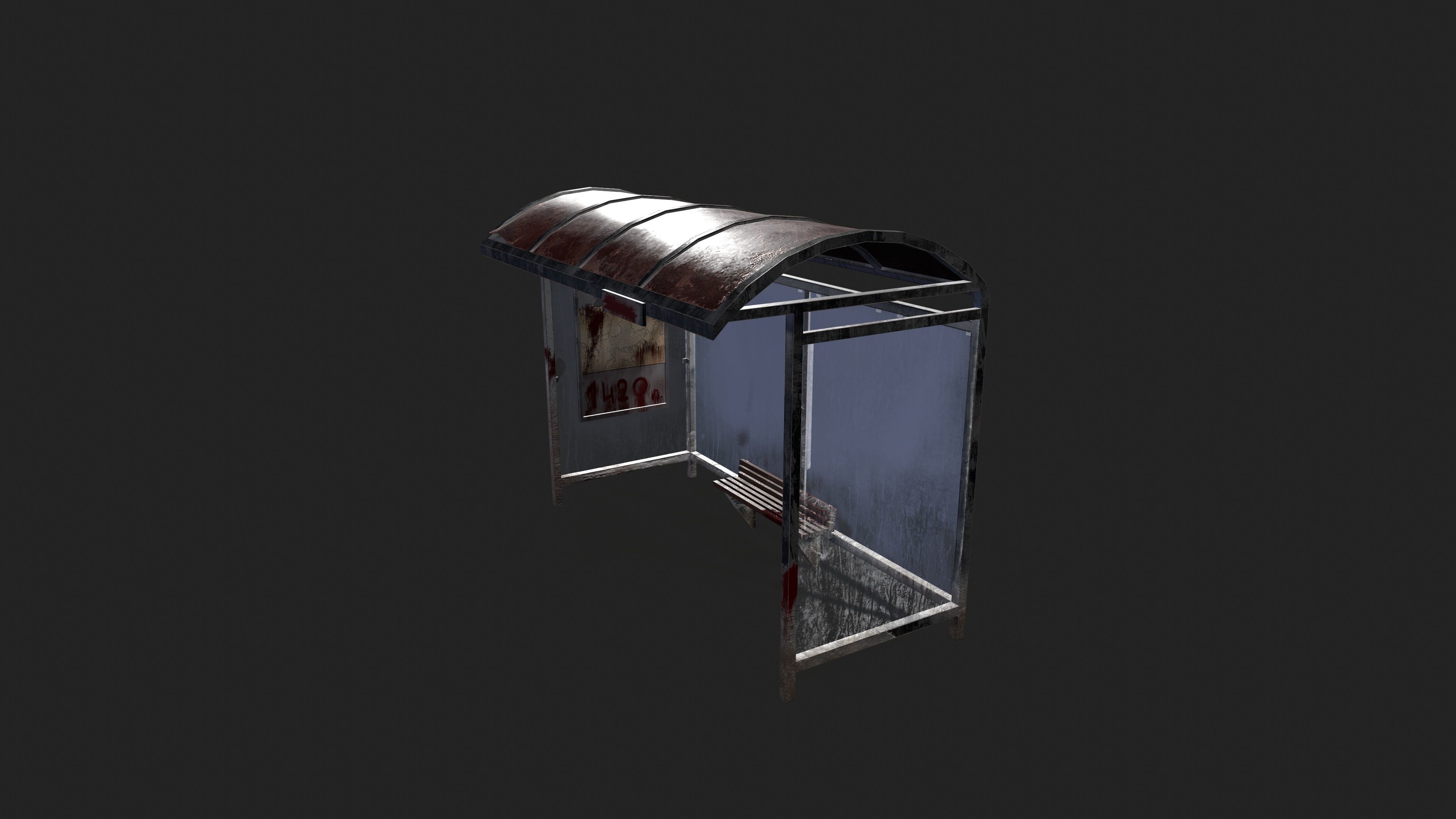 3D model Old bus stop with a bench VR / AR / low-poly | CGTrader