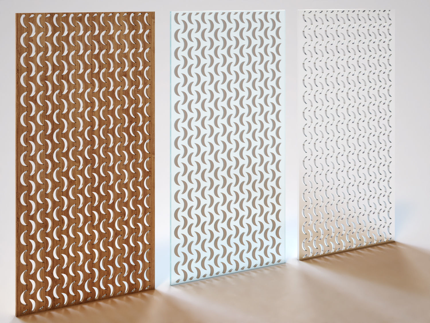 Partition set of three wooden panels 3D model | CGTrader