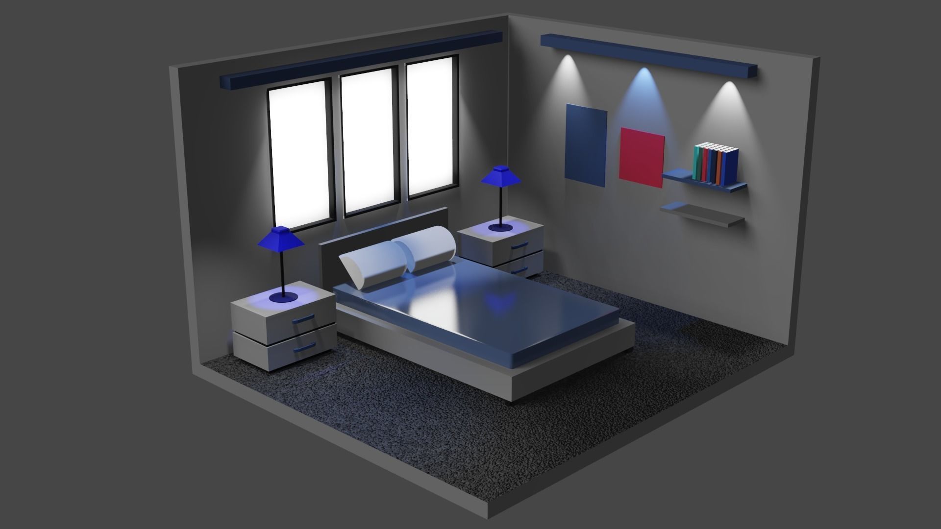 3D model Isometric Bedroom VR / AR / low-poly | CGTrader
